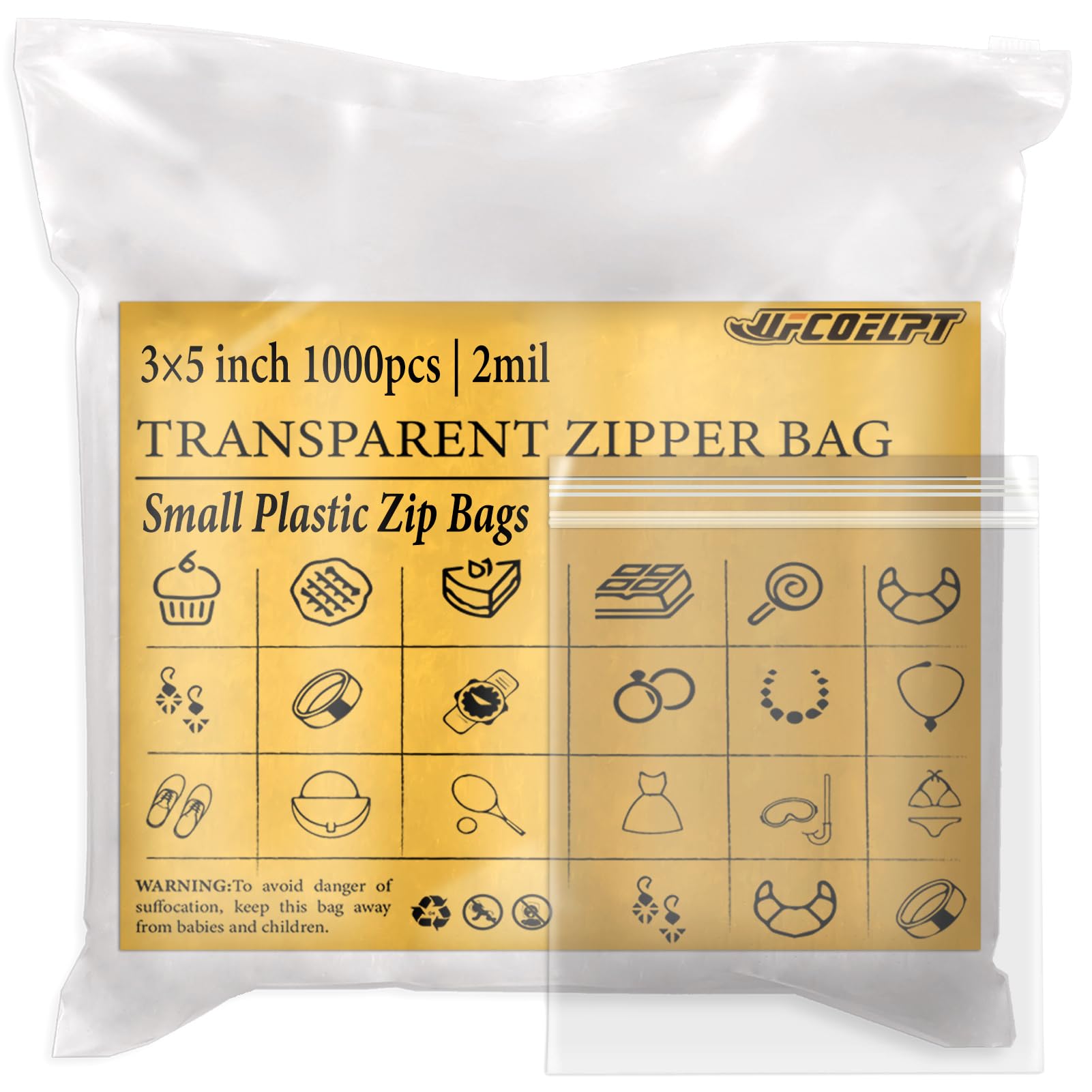 Amazon.com: 1000 Count 3" x 5" Small Plastic Zip Bags- Reclosable ...