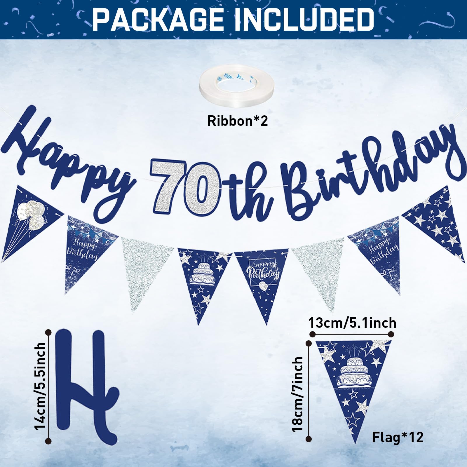 Snapklik.com : 70th Birthday Decorations Kit Blue Silver, 70th Happy ...