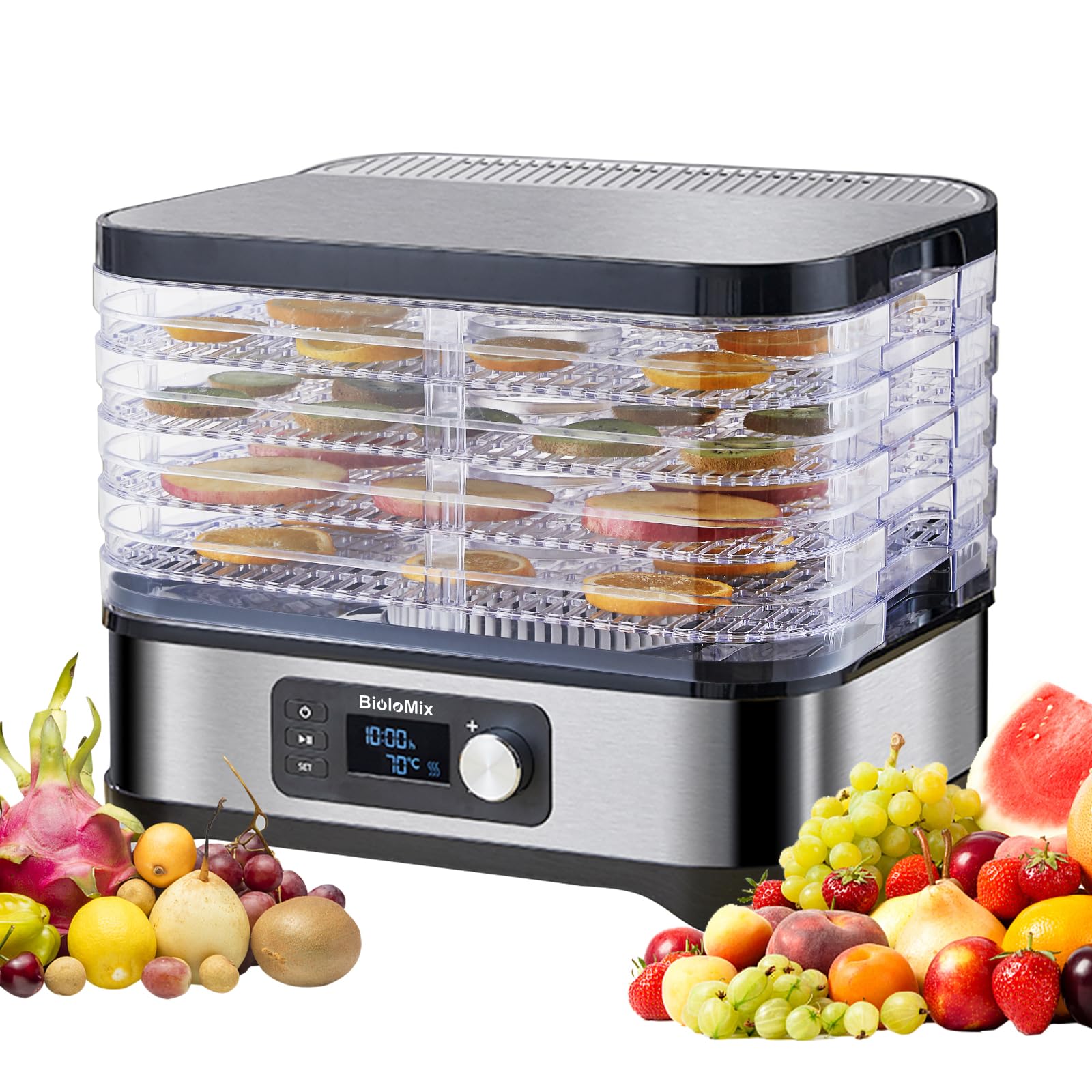 Amazon.com: BioloMix Food Dehydrator Machine, BPA Free 5 Trays Fruit ...