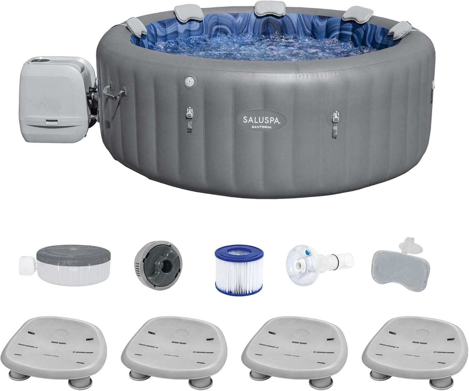 Amazon.com: Bestway SaluSpa Santorini HydroJet Inflatable Hot Tub with 180 Soothing Jets and 4 ...