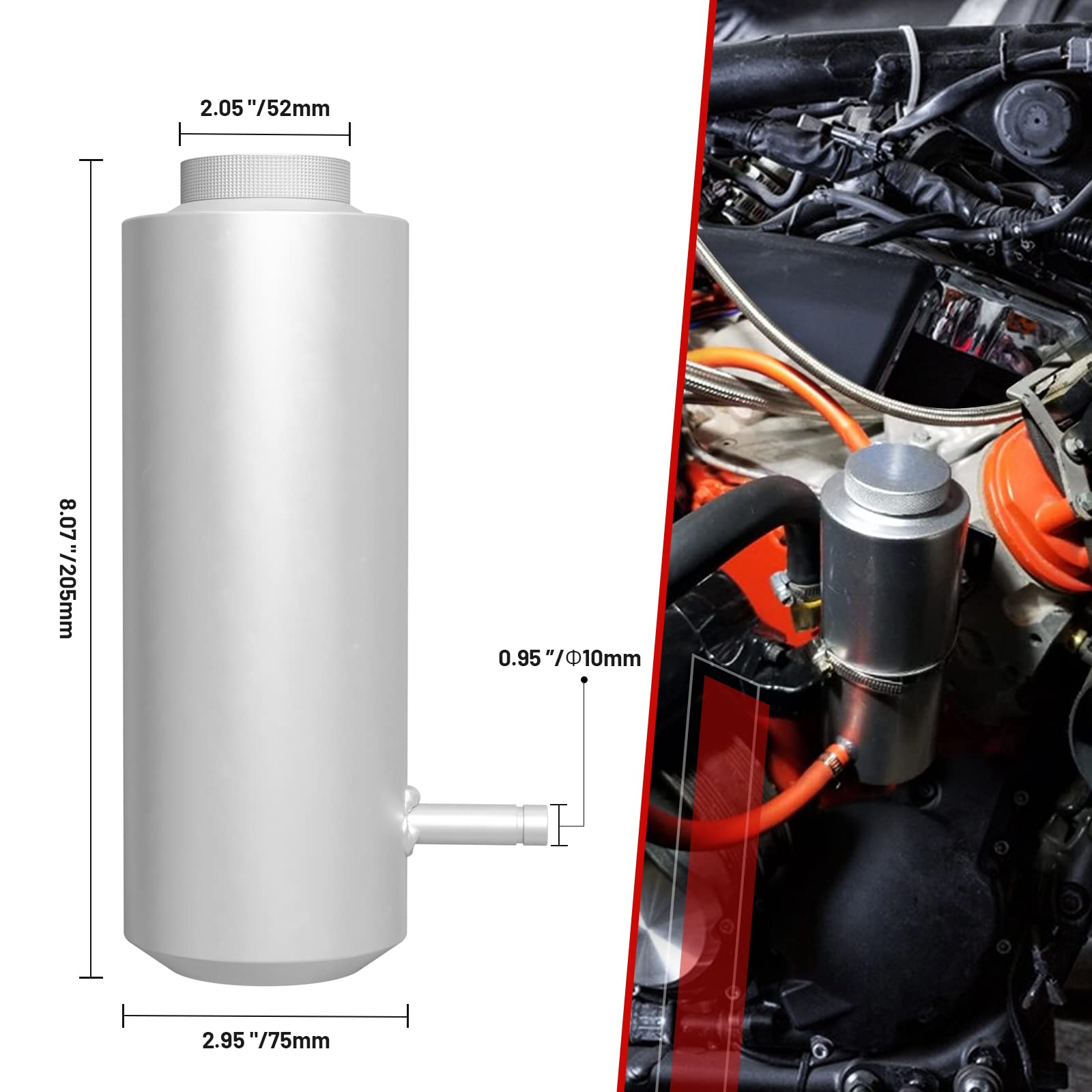 Snapklik.com : Universal Aluminum Car Overflow Tank 800ml Coolant ...