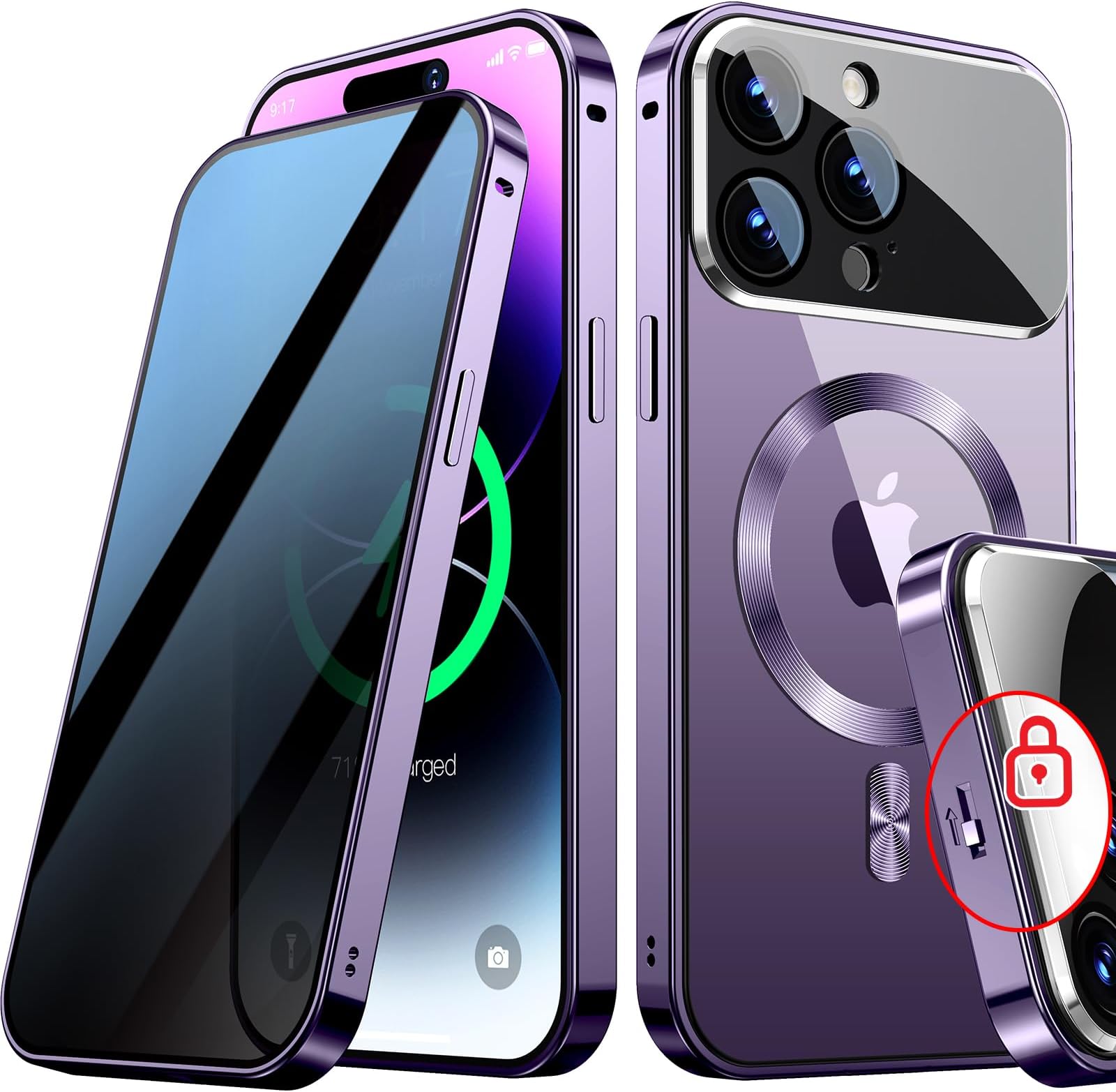 Amazon.com: Jonwelsy Anti Peeping Case for iPhone 14 Pro Max, 360 ...