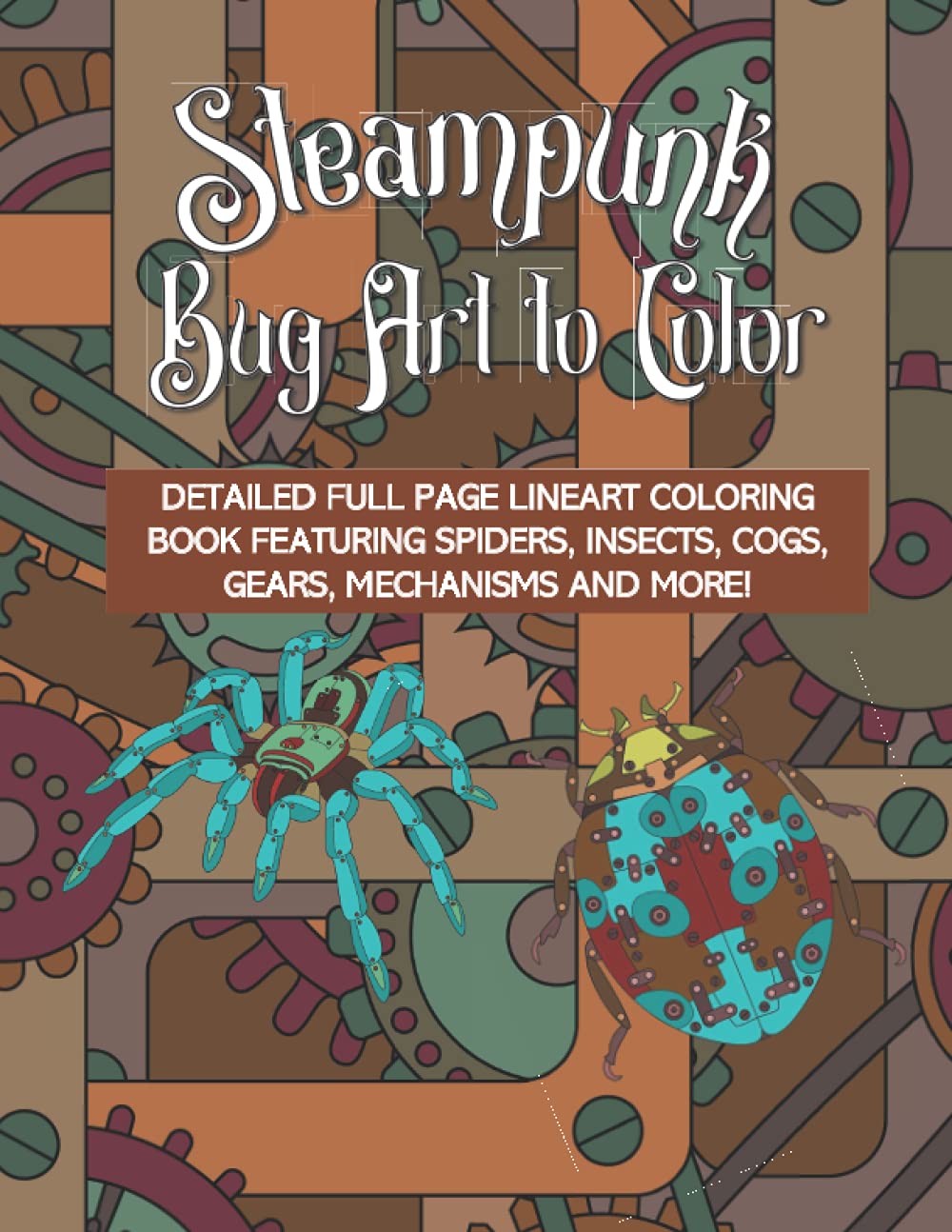 Buy Steampunk Bug Art to Color Detailed Full Page Lineart Coloring Book ...