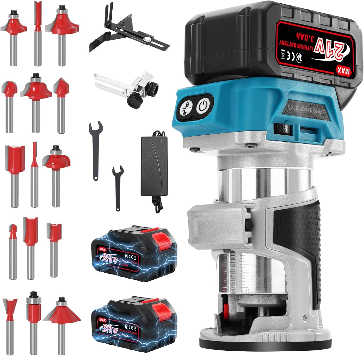 IKLestar Cordless Compact Wood Router Tool, 21V Electric Trimmer With ...