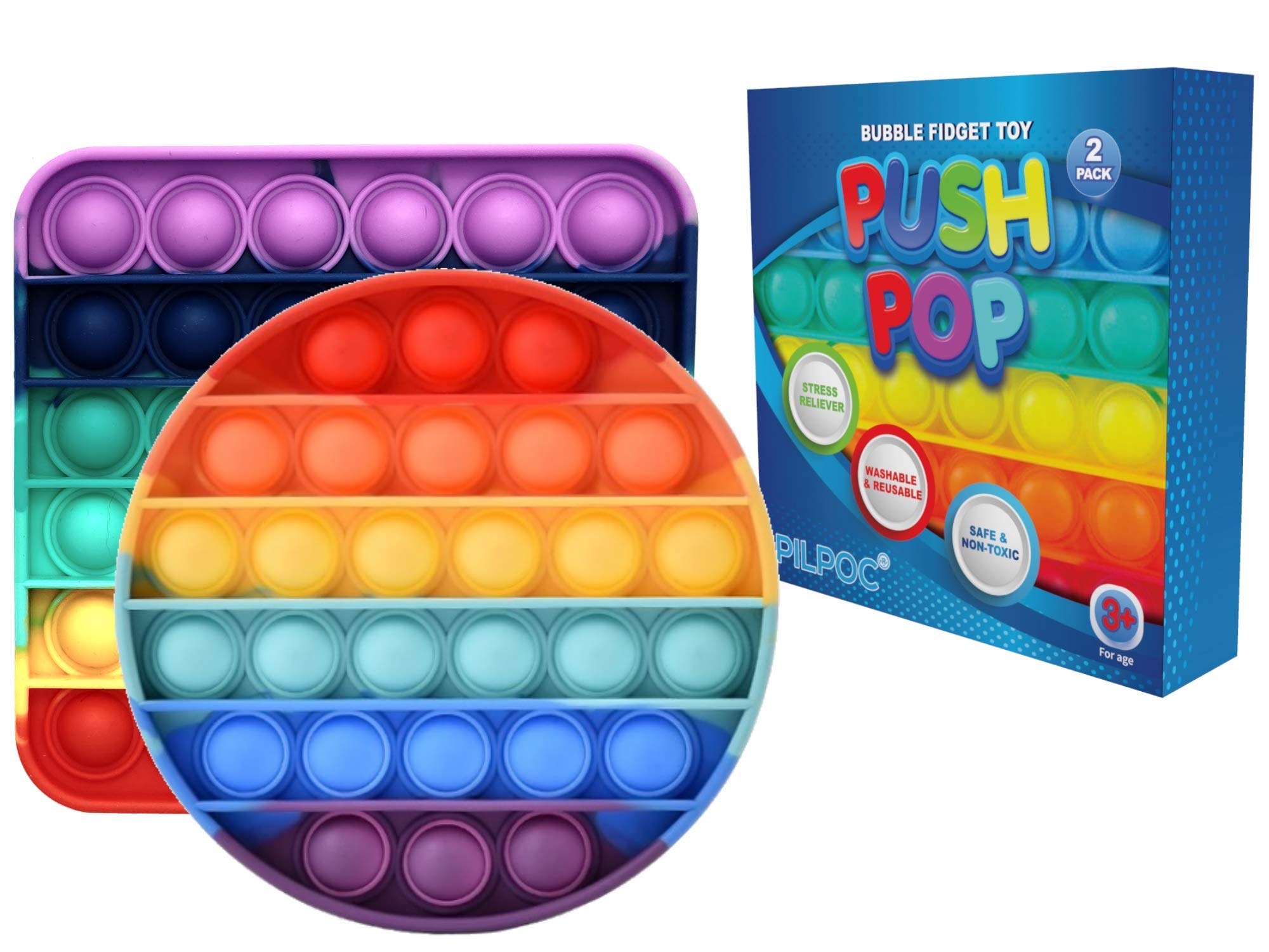 Buy PILPOC Pop It Fidget Toys - Push Pop Fidget Popper Sensory Toys ...