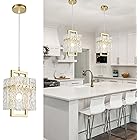 Sxtiger Modern Crystal Pendant Light, 3-Color LED Crystal Pendant Light ...