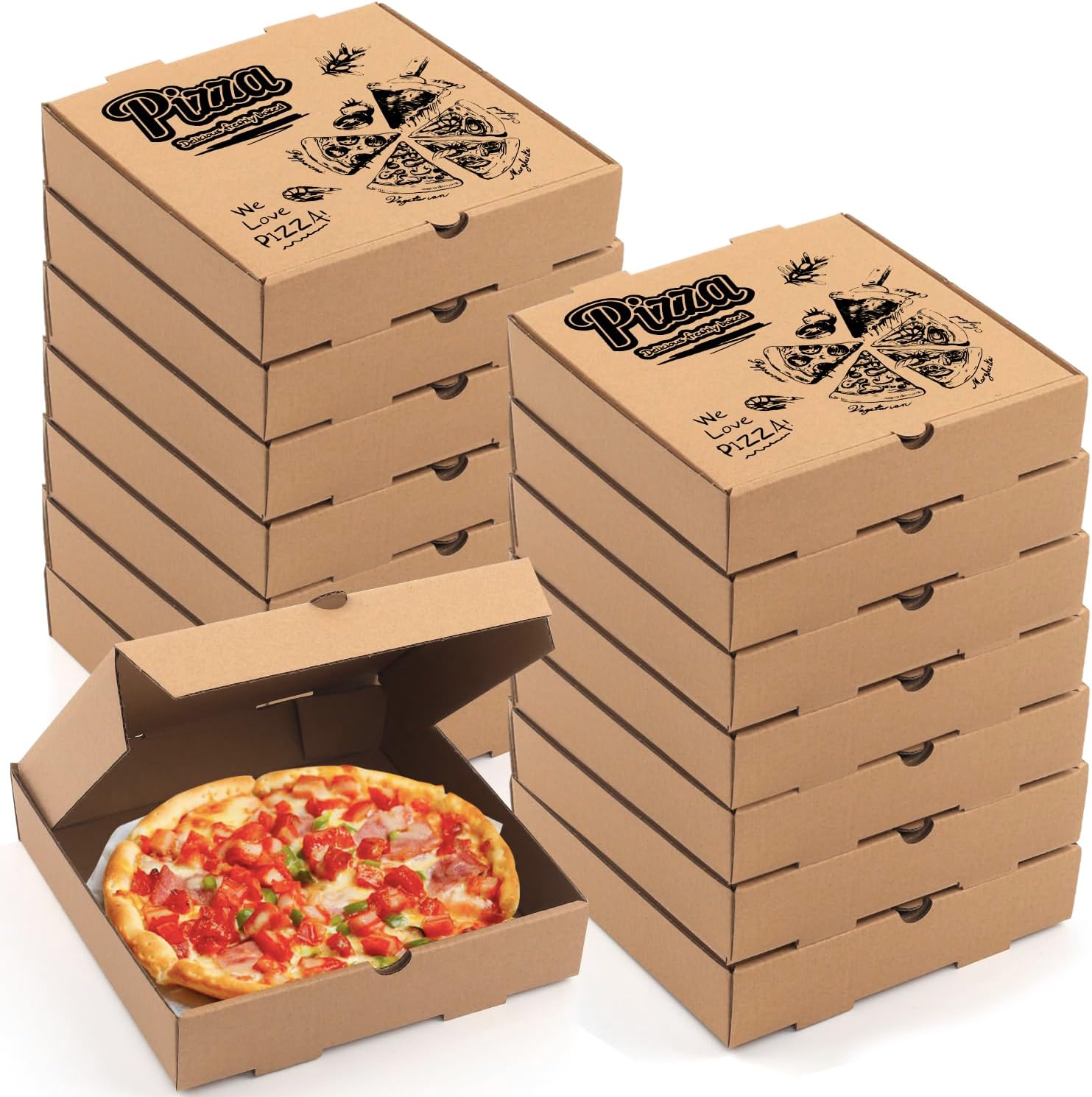 Amazon.com: 50 Corrugated Pizza Boxes 12w x 12d x 1 3/4h Kraft ...