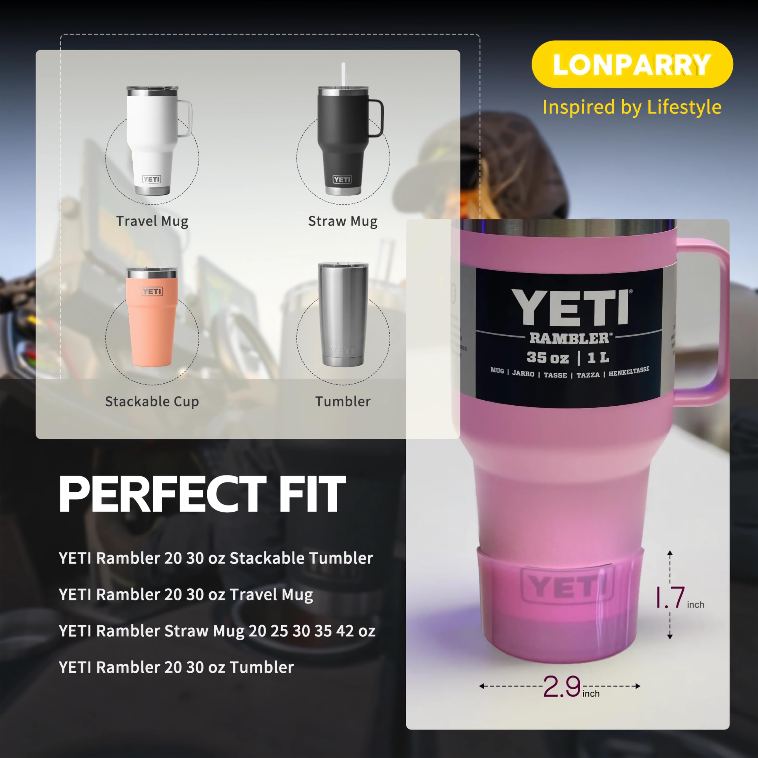 Snapklik.com : LONPARRY 2-Pack Silicone Boot For YETI Rambler Tumbler