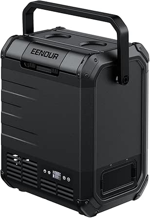 Amazon.co.jp: EENOUR 車載冷蔵庫 D10 10L -20℃～10℃ バッテリー内蔵可能 小型 両開きフタ コンプレッサー式 4WAY電源対応 AC100V DC12V ...