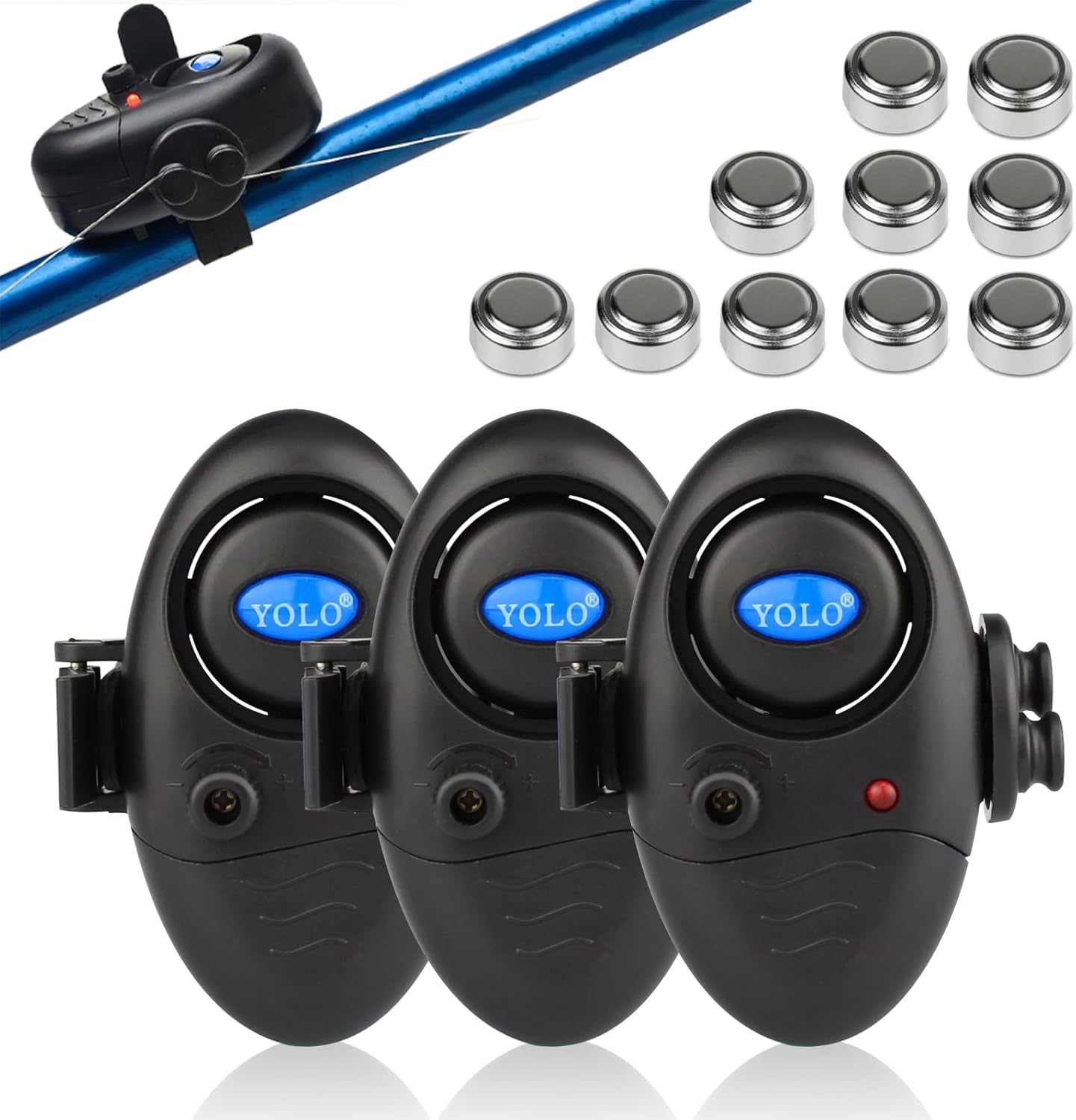 Upgraded Fishing Bite Alarm 6 Packs Adjustable Sound Volume with Bonus ...