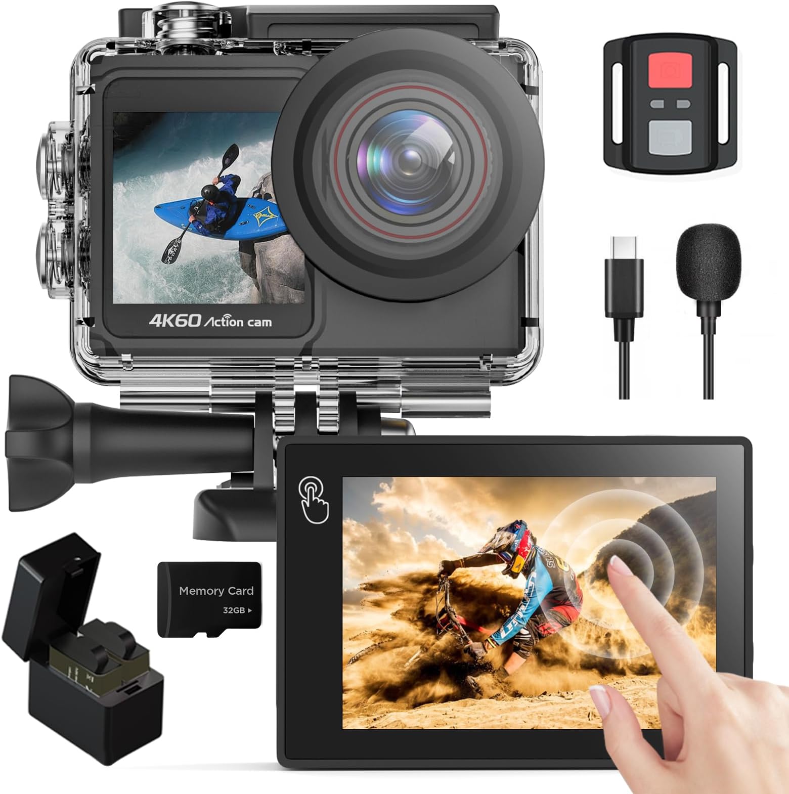 TIMNUT Caméra Sport 4K/60FPS avec Carte SD 32GB,131ft Caméras Étanche ...