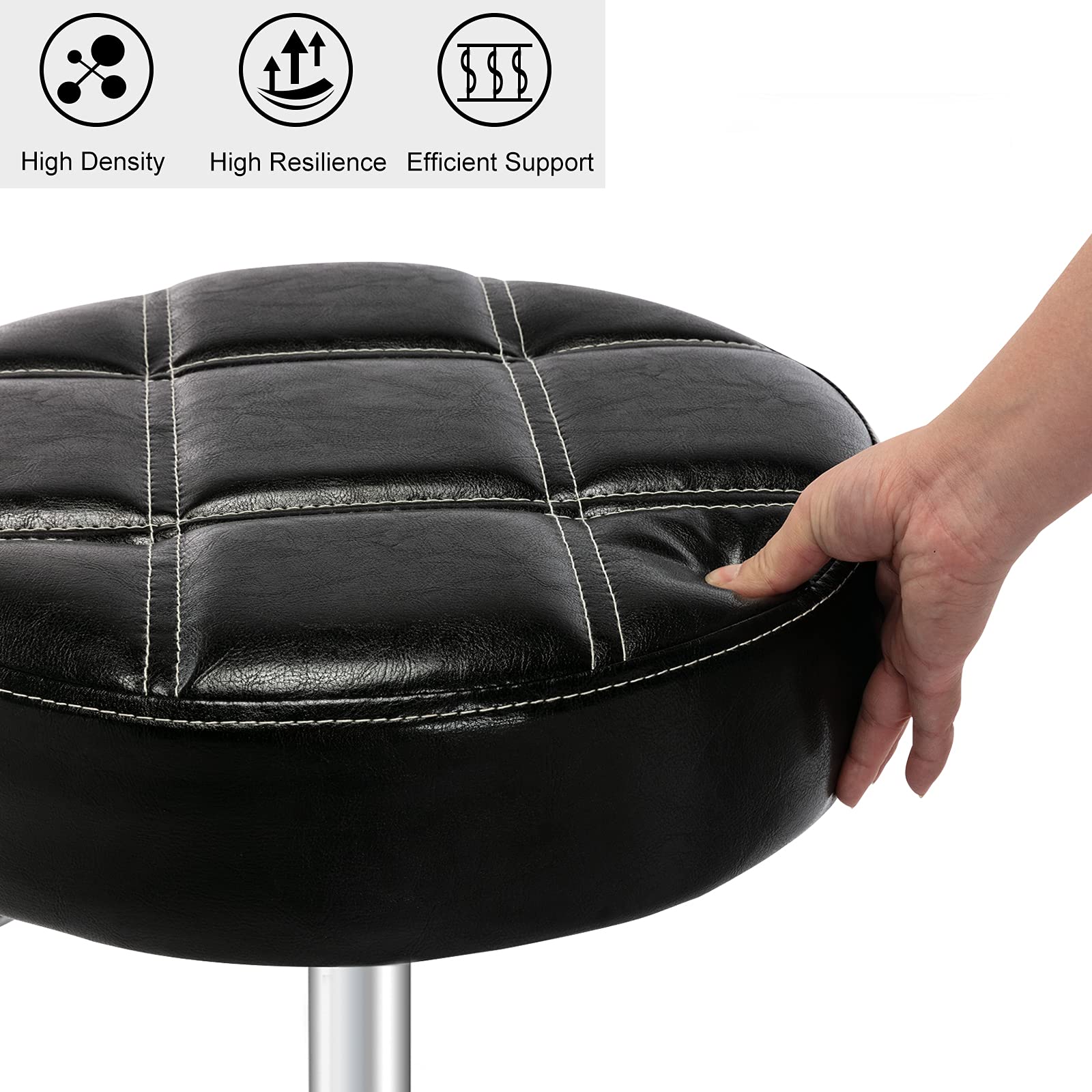 CoVibrant Lockable Stool with Back and Foot Rest Ergonomic Rolling ...