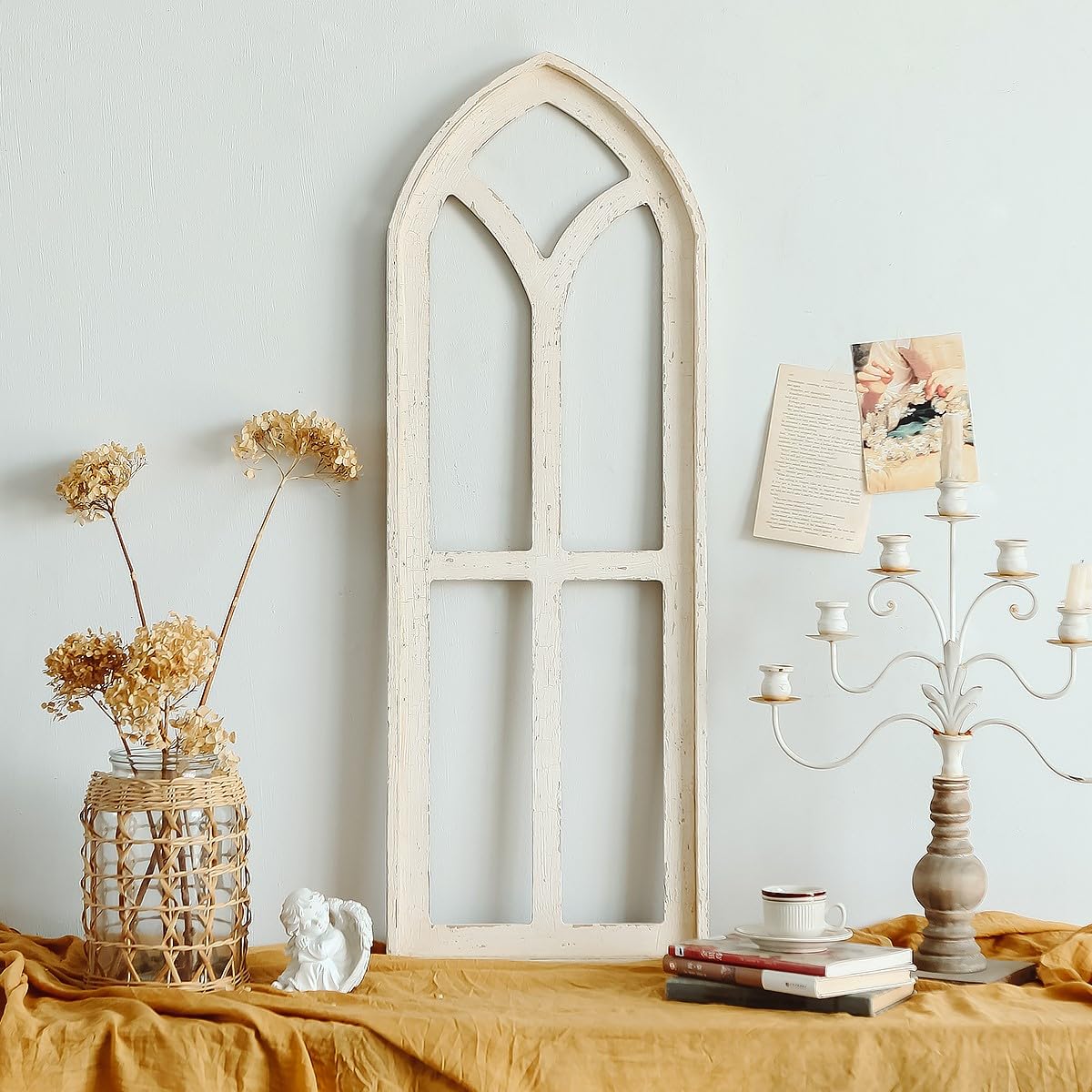 Amazon.com: Arched Wooden Window Frame Wall Decoration, Rustic ...