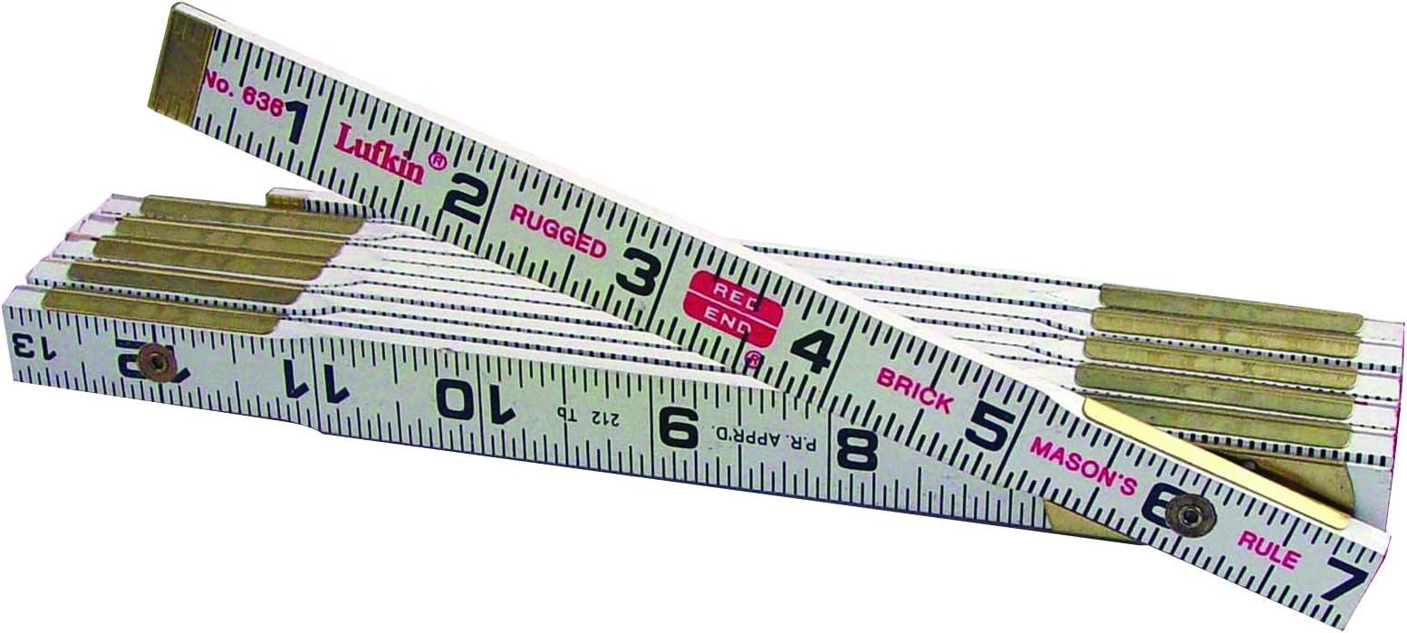 Keson WR18BL Wood Ruler, Brick Mason, 5/8-Inch by 6-Foot, White ...