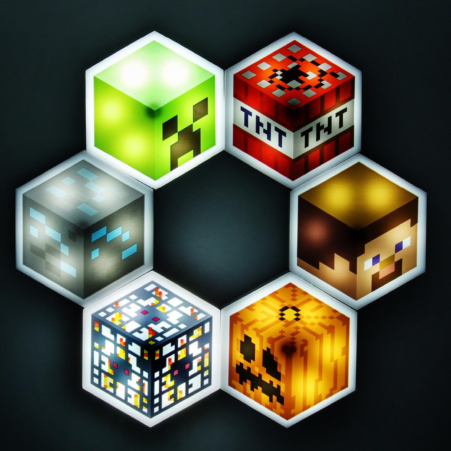 Amazon.com: Paladone Minecraft LED Hexagon Block Lights, Rearrangeable ...