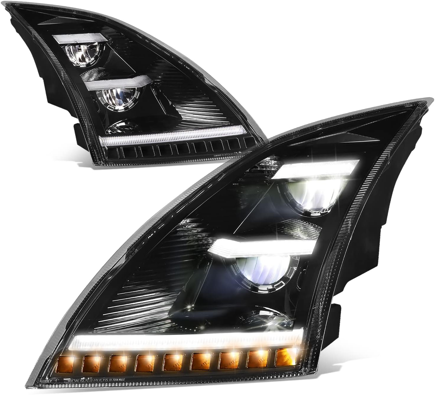 Amazon.com: Auto Dynasty Headlight Assemblies Pair 3D LED DRL Lamps ...