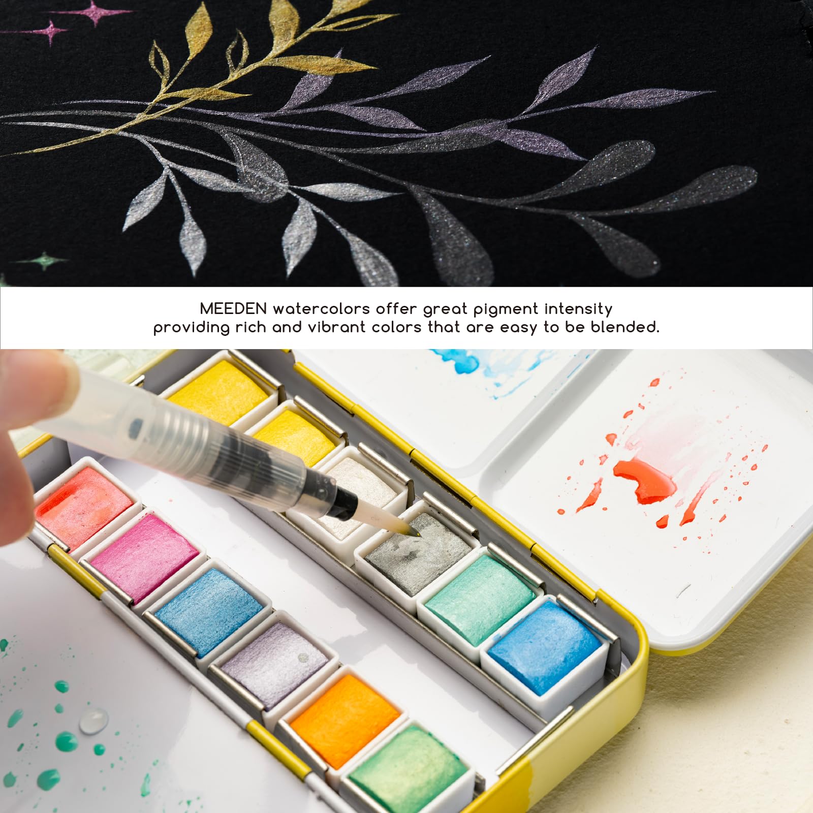 Snapklik.com : MEEDEN Metallic Watercolor Paint Set : 12 Colors Travel ...