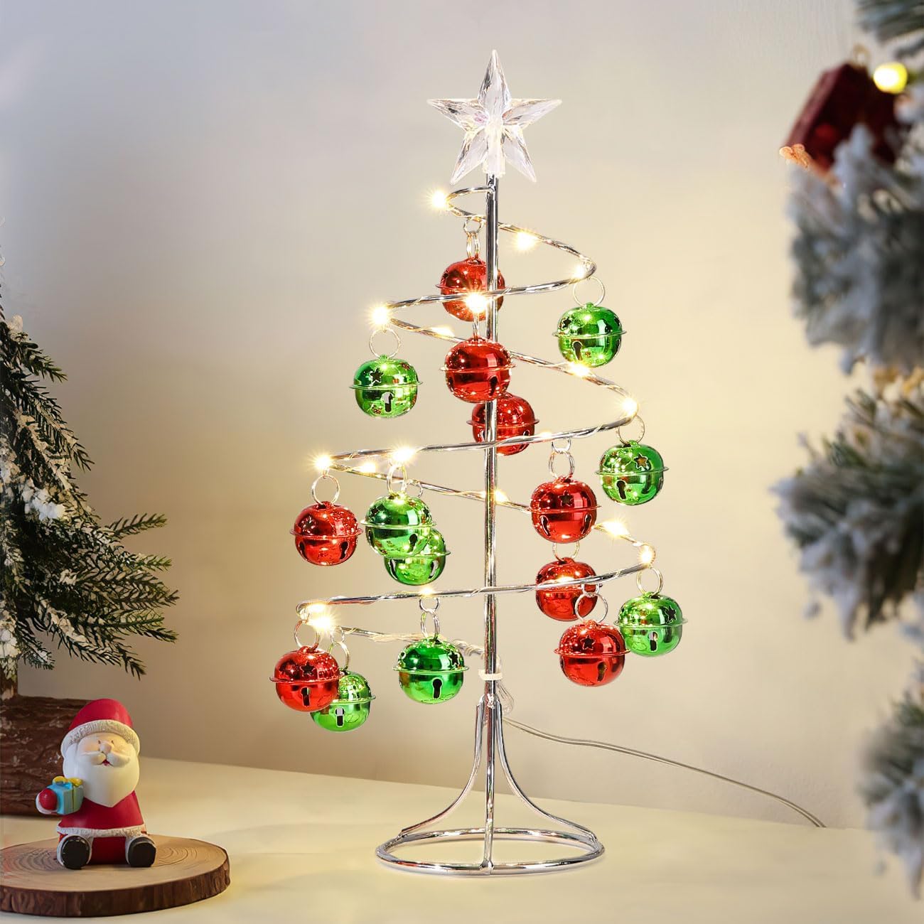 Jp Veroman ミニクリスマスツリー 卓上クリスマスツリー Ledライト 電池式 ギフトボックス付き クリスマス 誕生日パーティー プレゼント バラー おもちゃ