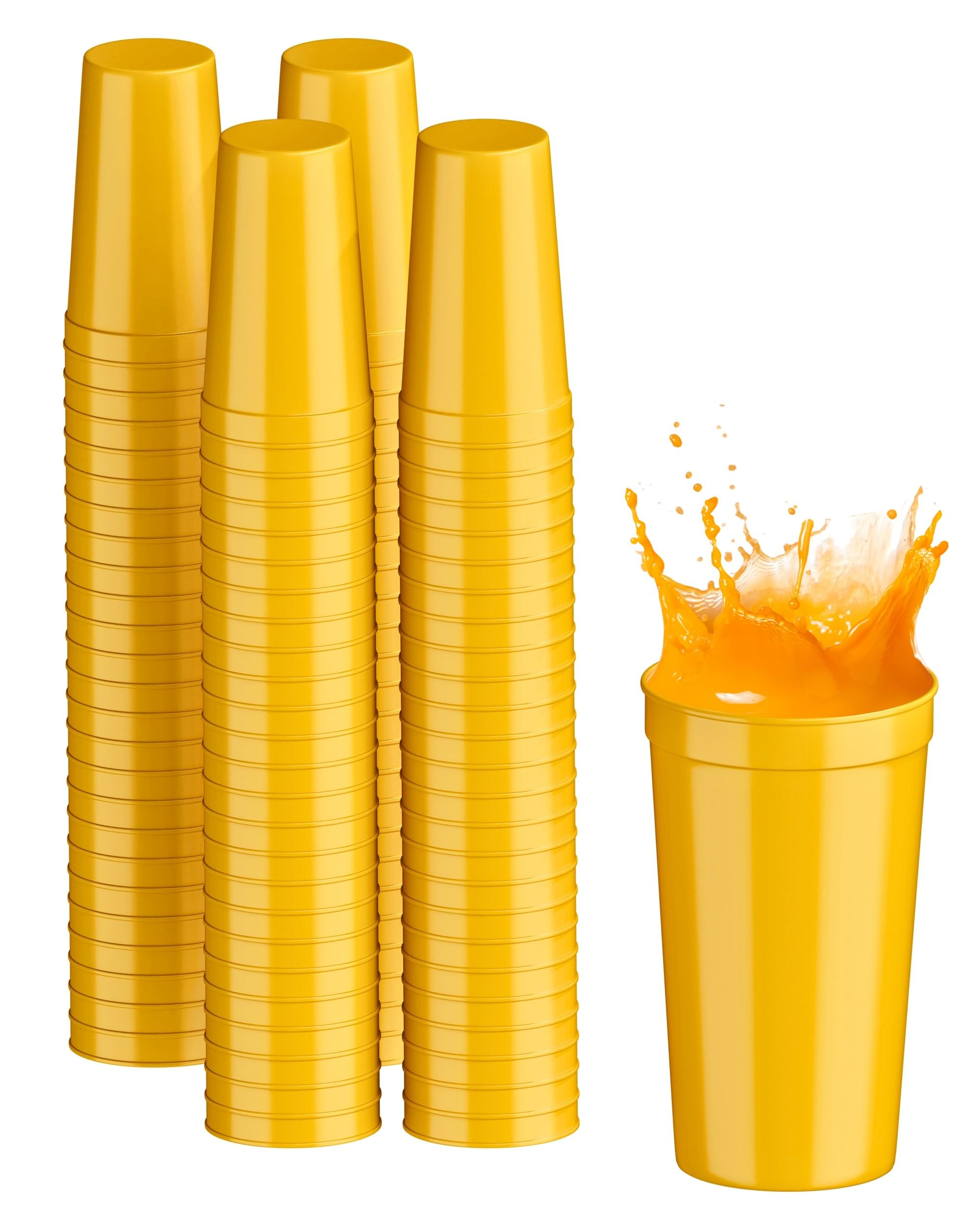 Snapklik.com : 100 Pack 32 Oz Yellow Blank Plastic Cups, Colored ...