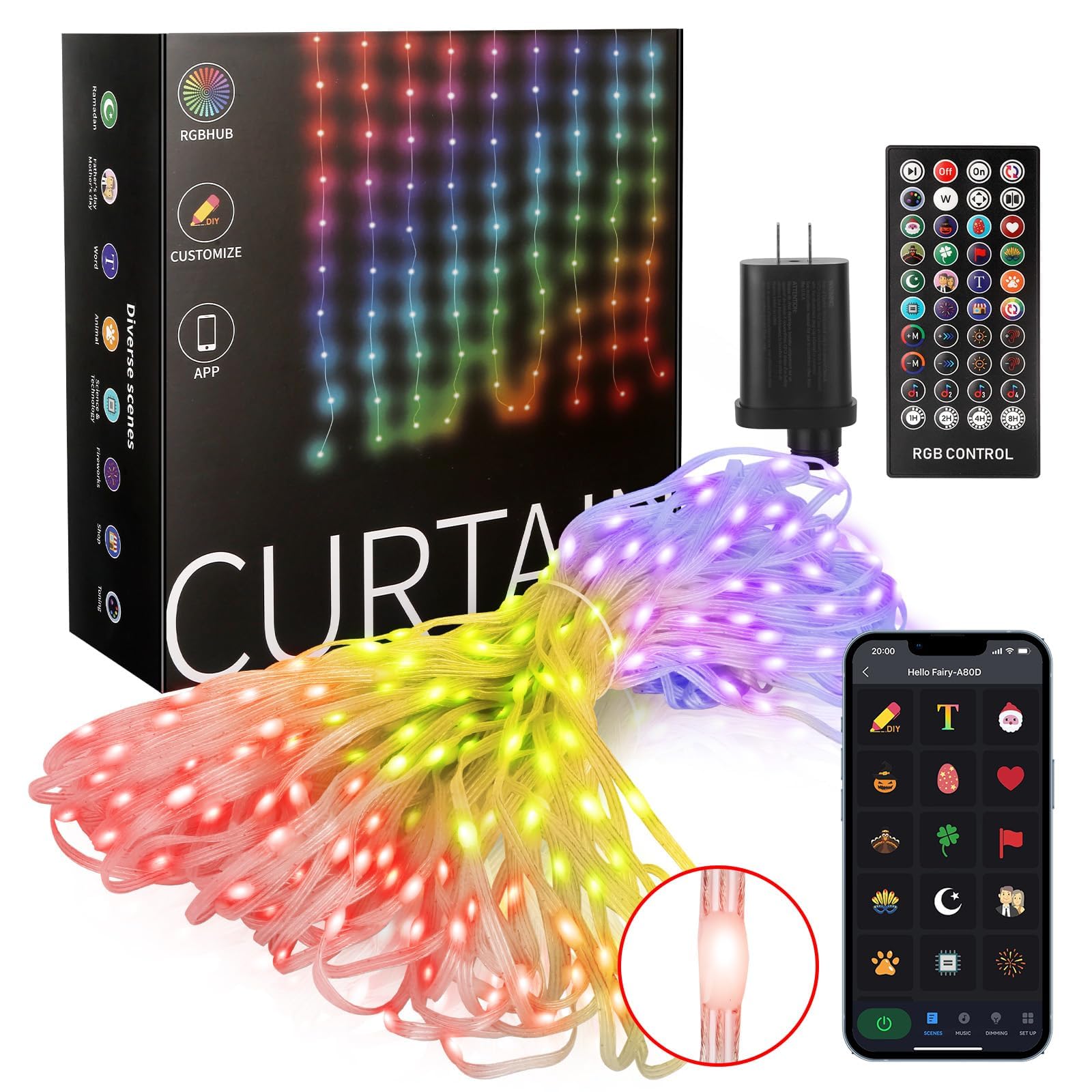 Amazon.com: KLUCZ Smart LED Curtain Lights, 540 LEDs, Dynamic Ambiance ...