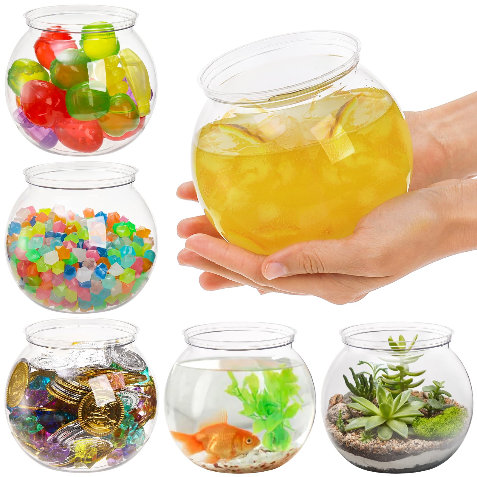 Okllen 6 Pack Mini Fish Bowl, 26 Oz Plastic Ivy Bowls, Unbreakable ...