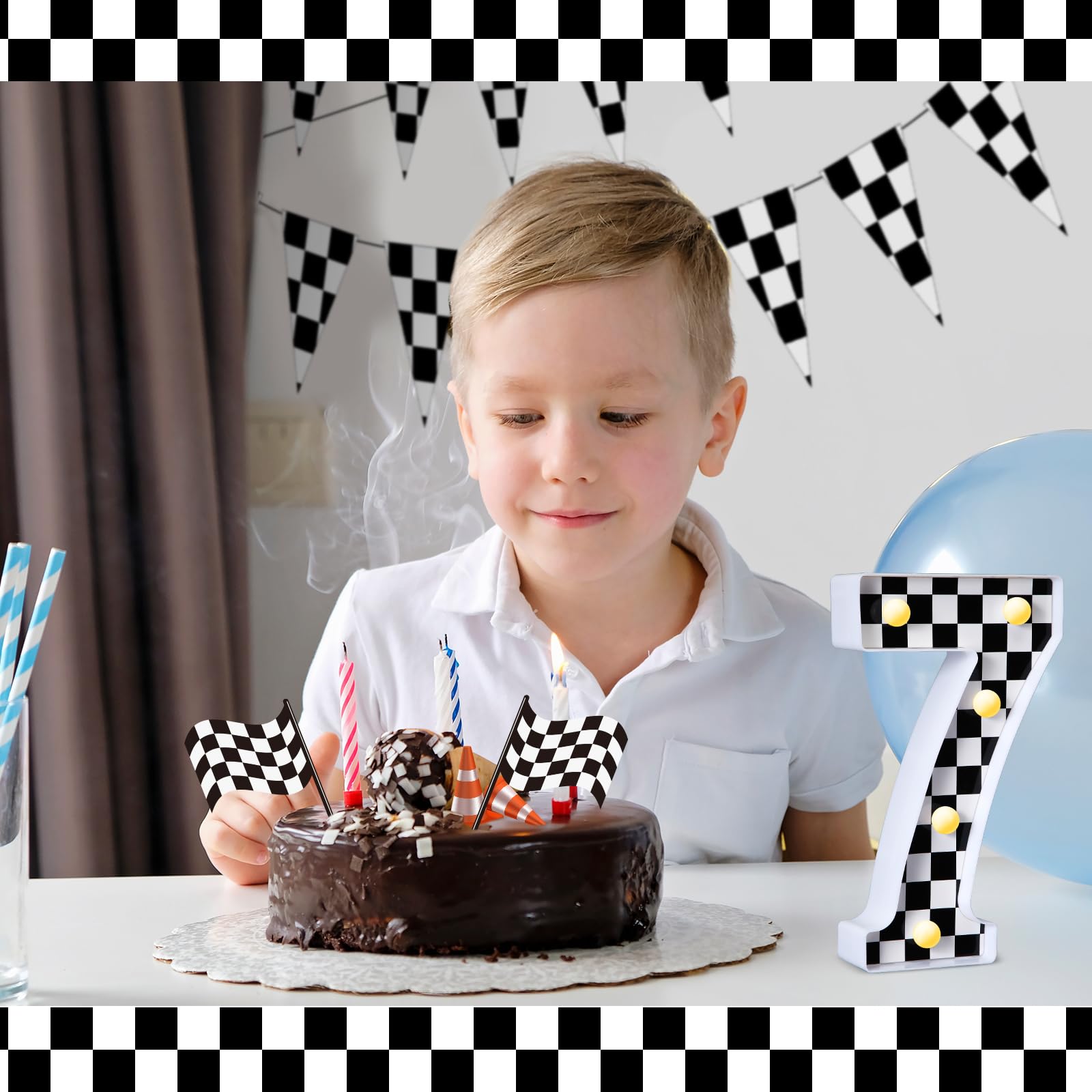 Snapklik.com : Maxcheck Racing Car Light Up Numbers Black And White ...