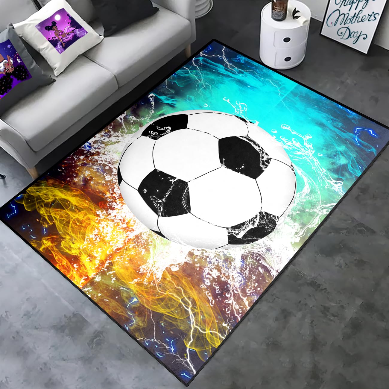 Amazon.com: WJLBKGU Football Rug for Boys Room - Soccer Rugs for Boys ...