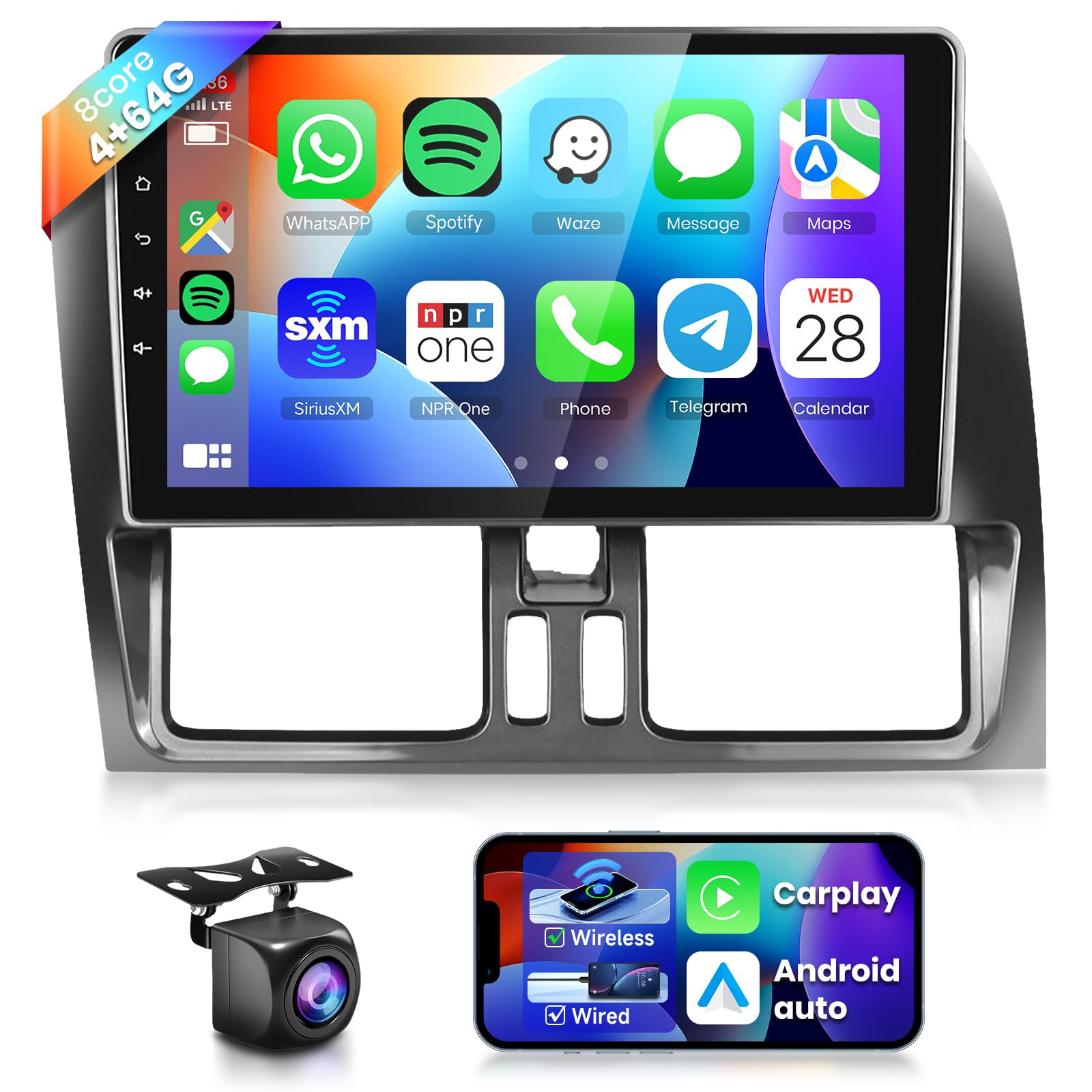 Amazon.com: 8 CORE 4G+64G Car Radio Stereo for Volvo XC60 2008-2013 ...