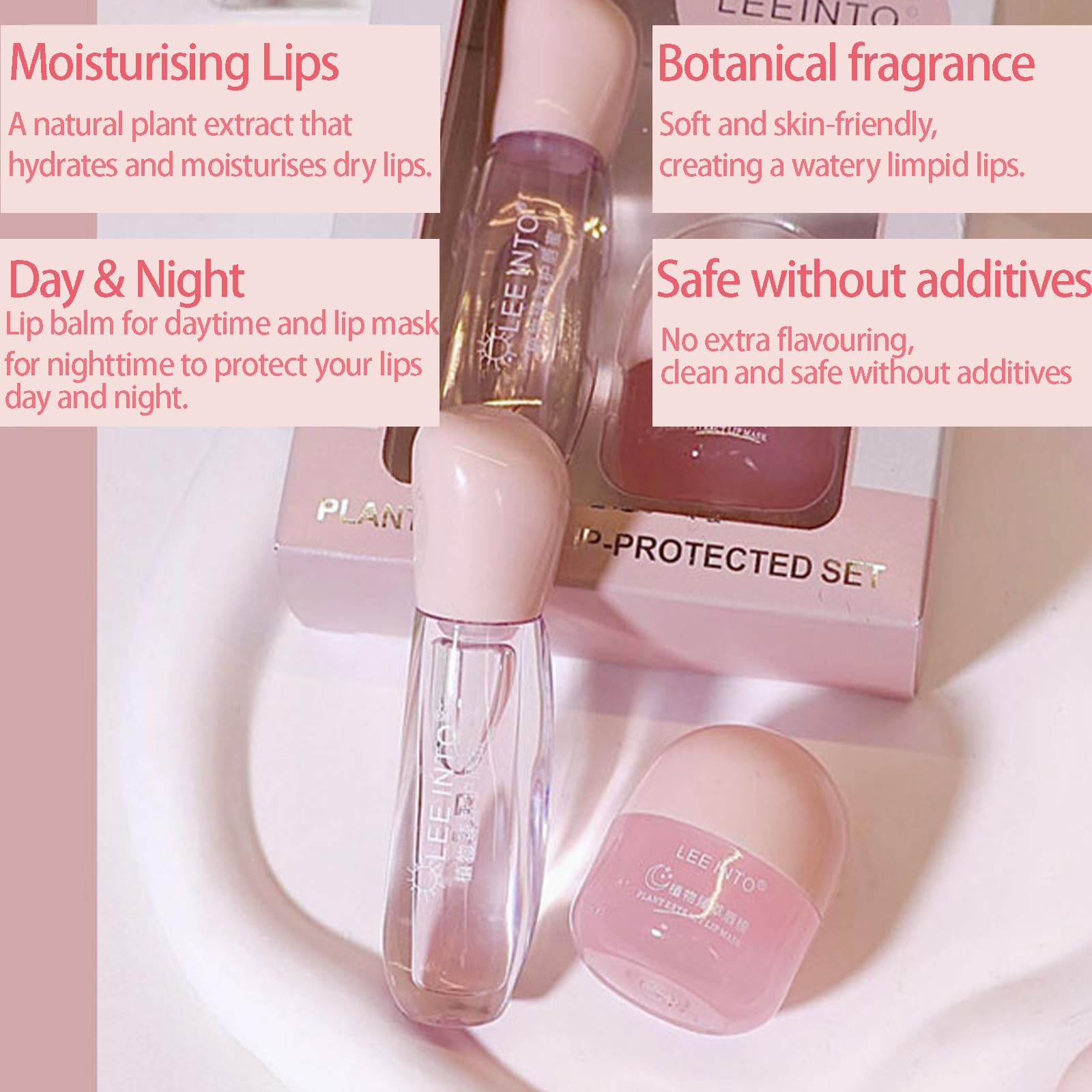Lip Balm Set – Lip Plumper, Hydrating Lip Mask Set, Clear Strawberry ...