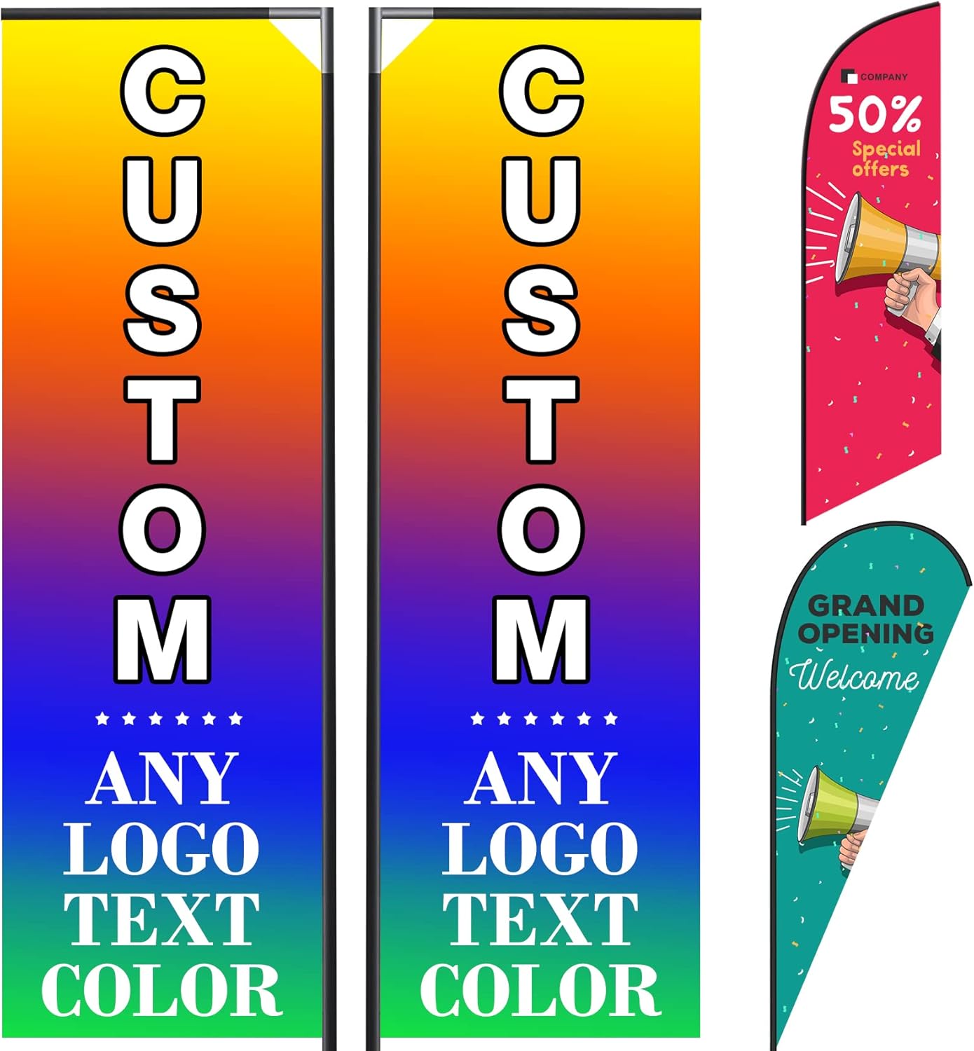 Amazon.com: Custom Feather Flag For Business Custom Flags And Banners Custom Banner Sign ...