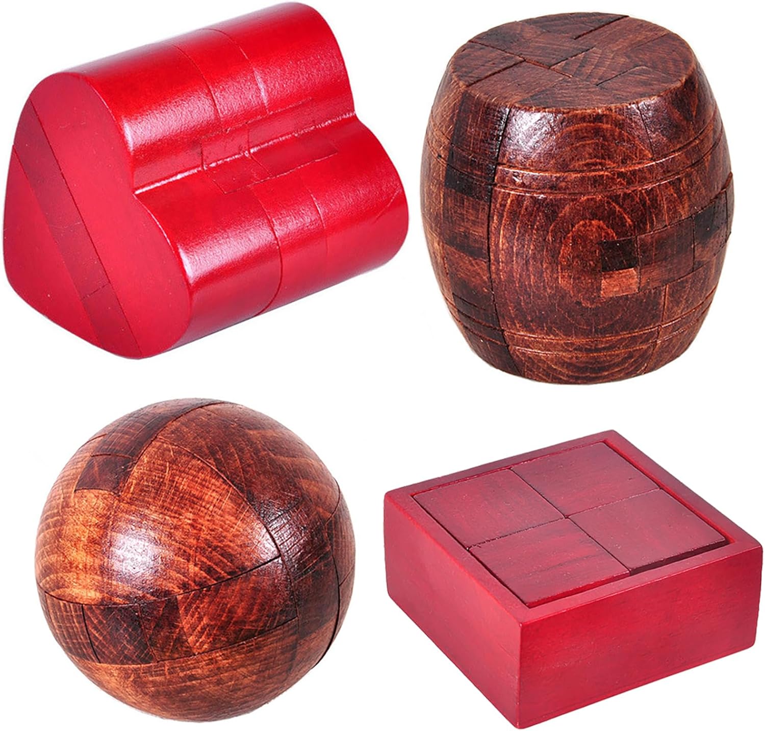 Melearch 4pcs Brain Teaser Wooden Puzzles, Mind IQ Test Unlock Toy ...