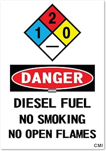 Amazon.com: (2 Pack) Danger: Diesel Fuel No Smoking No Open Flames Self ...