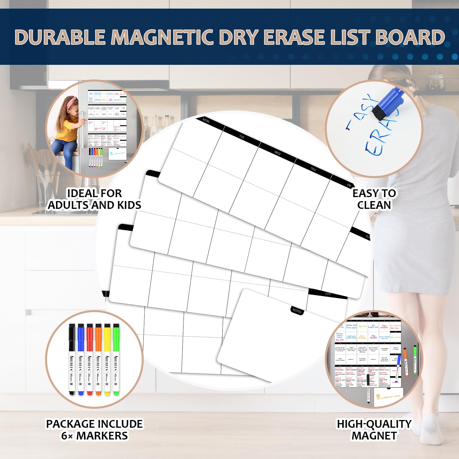 Snapklik.com : Magnetic Dry Erase List Board For Fridge, Grocery List ...
