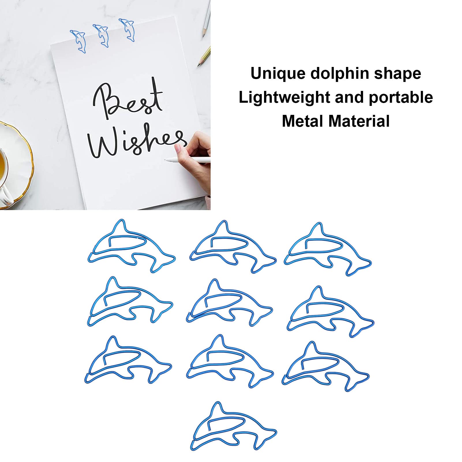 Snapklik.com : 100Pcs Cute Dolphin Paper Clips,Lightweight And Portable Durable Metal Clips