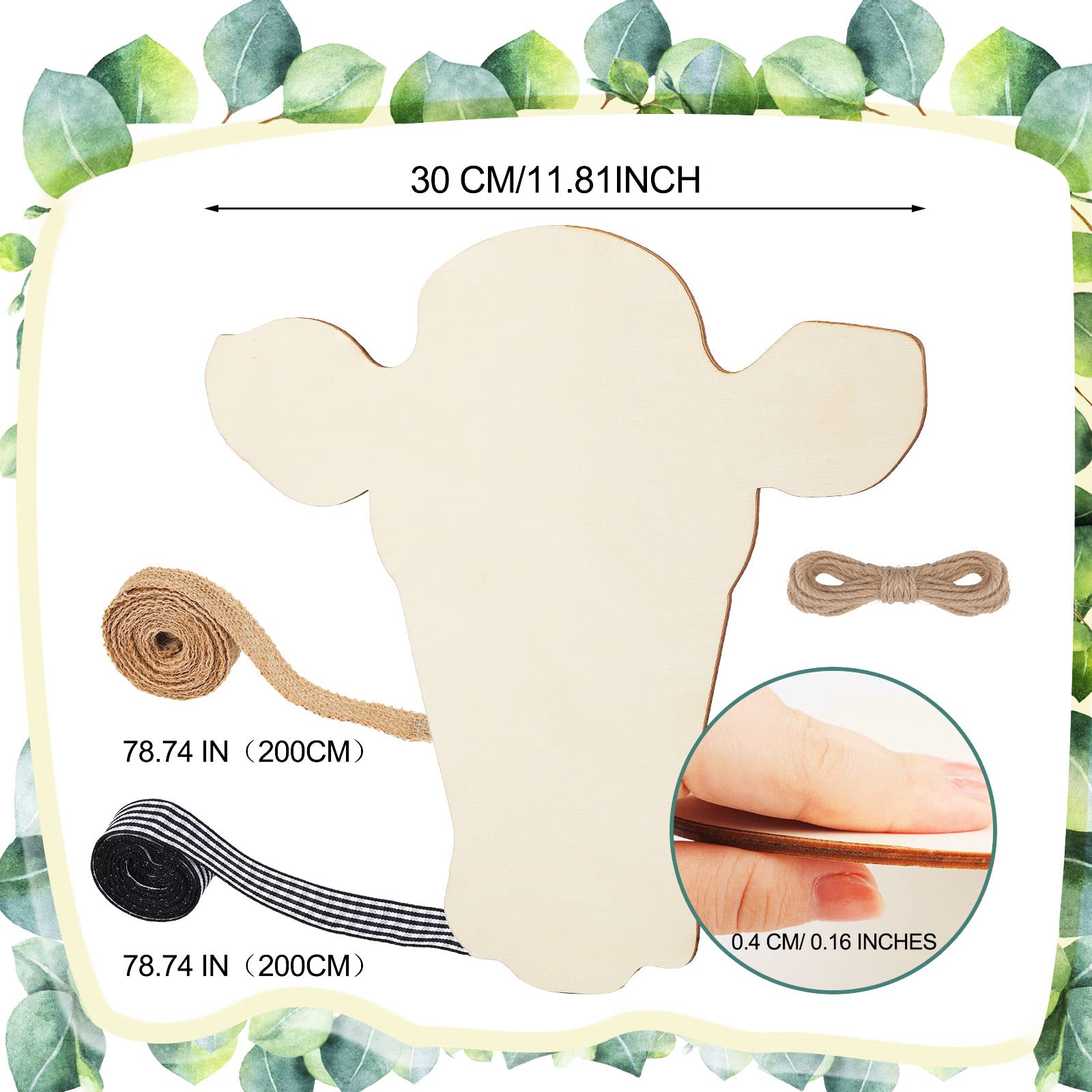 Snapklik.com : Weysat Cow Head Wood Cutout Door Hanger Unfinished Wood ...