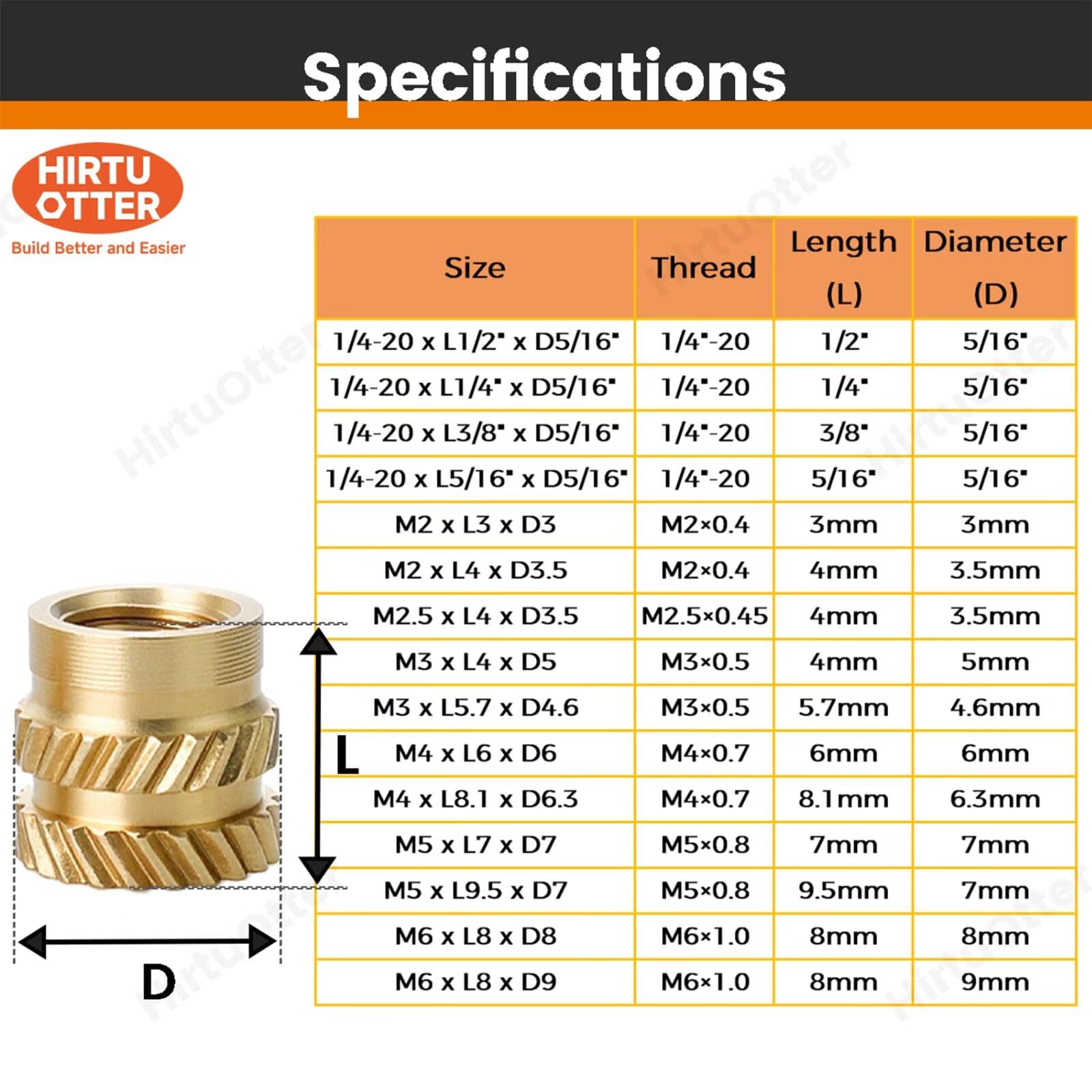 Snapklik.com : 200 Pcs M2 Brass Heat-Set Threaded Inserts For 3D ...
