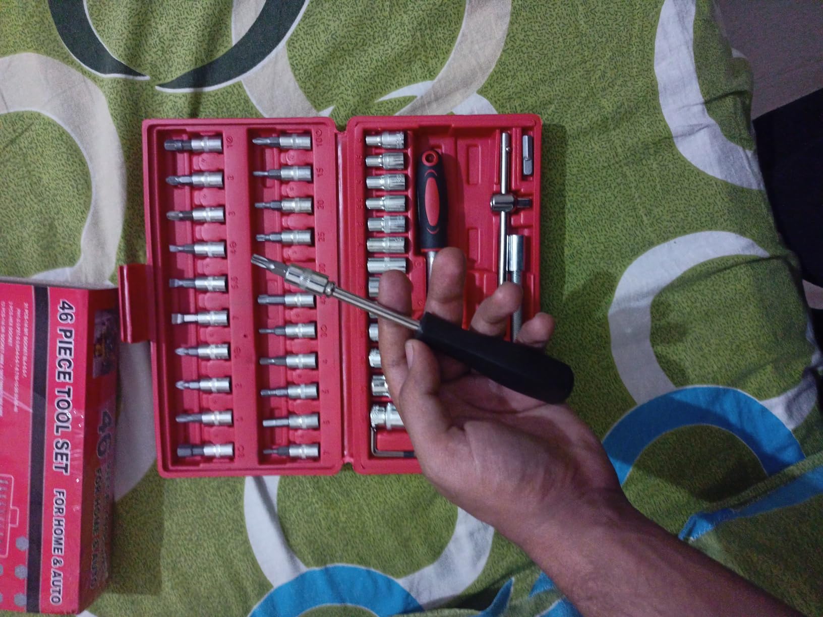 GLAMAXY 46 in 1 Pcs Tool Kit for Home Use Spanner Set Bike Tool Kit Set ...