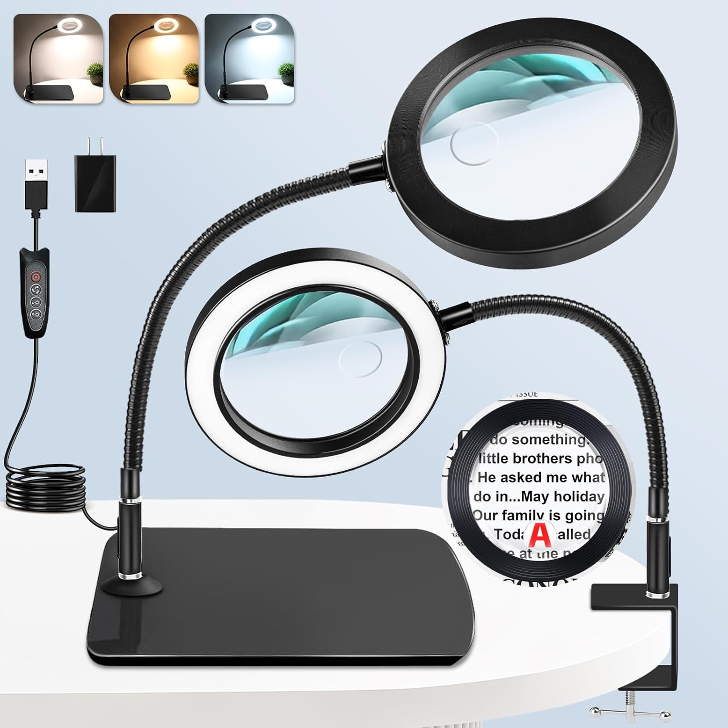 Amazon.com: NZQXJXZ 30X 10X Magnifying Glass with Light and Stand 2 in ...