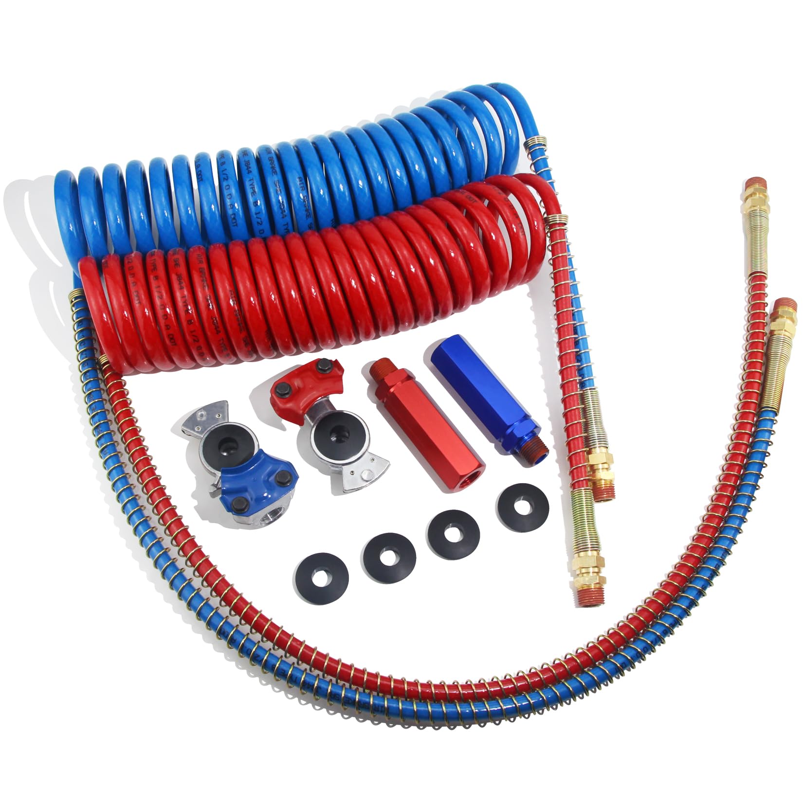 Amazon.com: GREPSPUD 15Ft Coiled Air Brake Hoses Assembly and Accessory ...