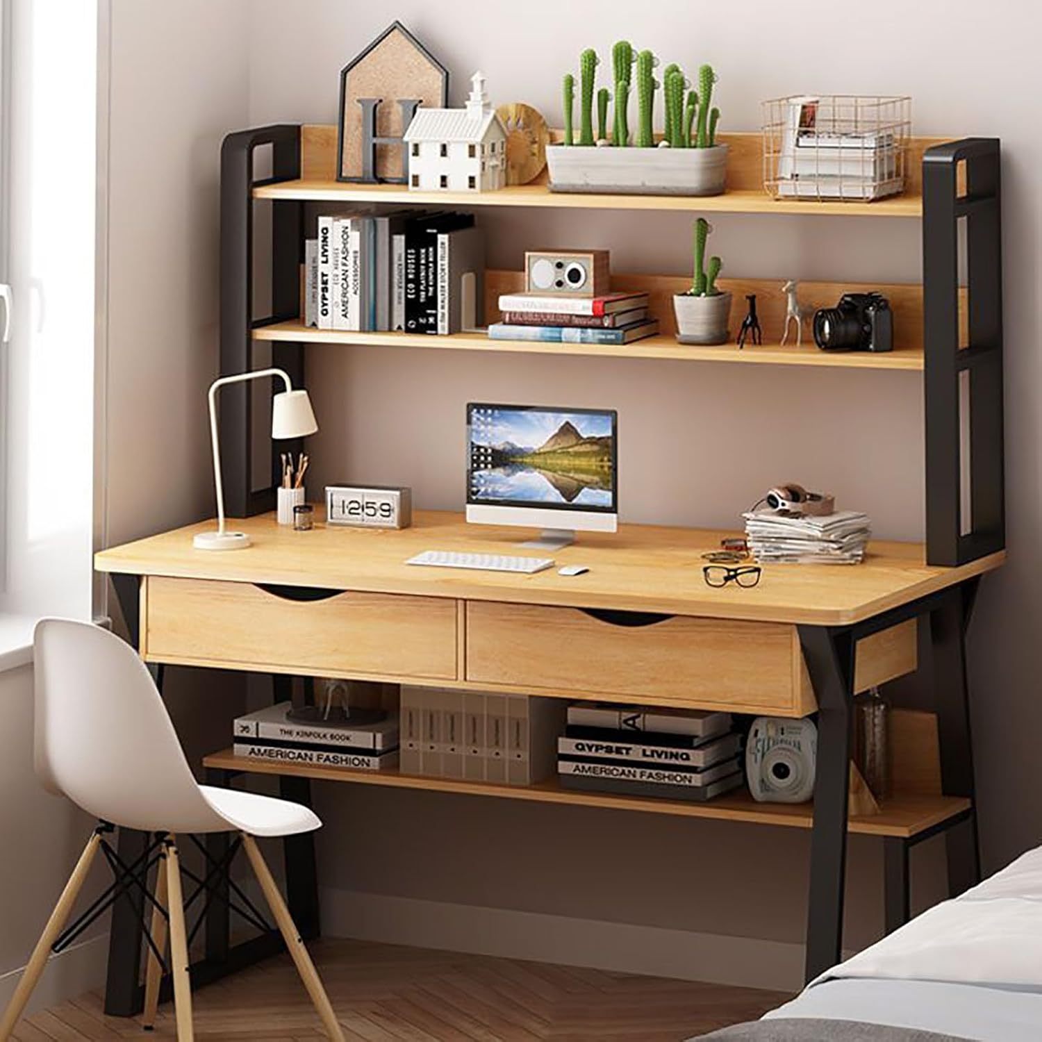 Amazon.com: Computer Desk with Hutch and Bookshelf, Home Office Desk ...