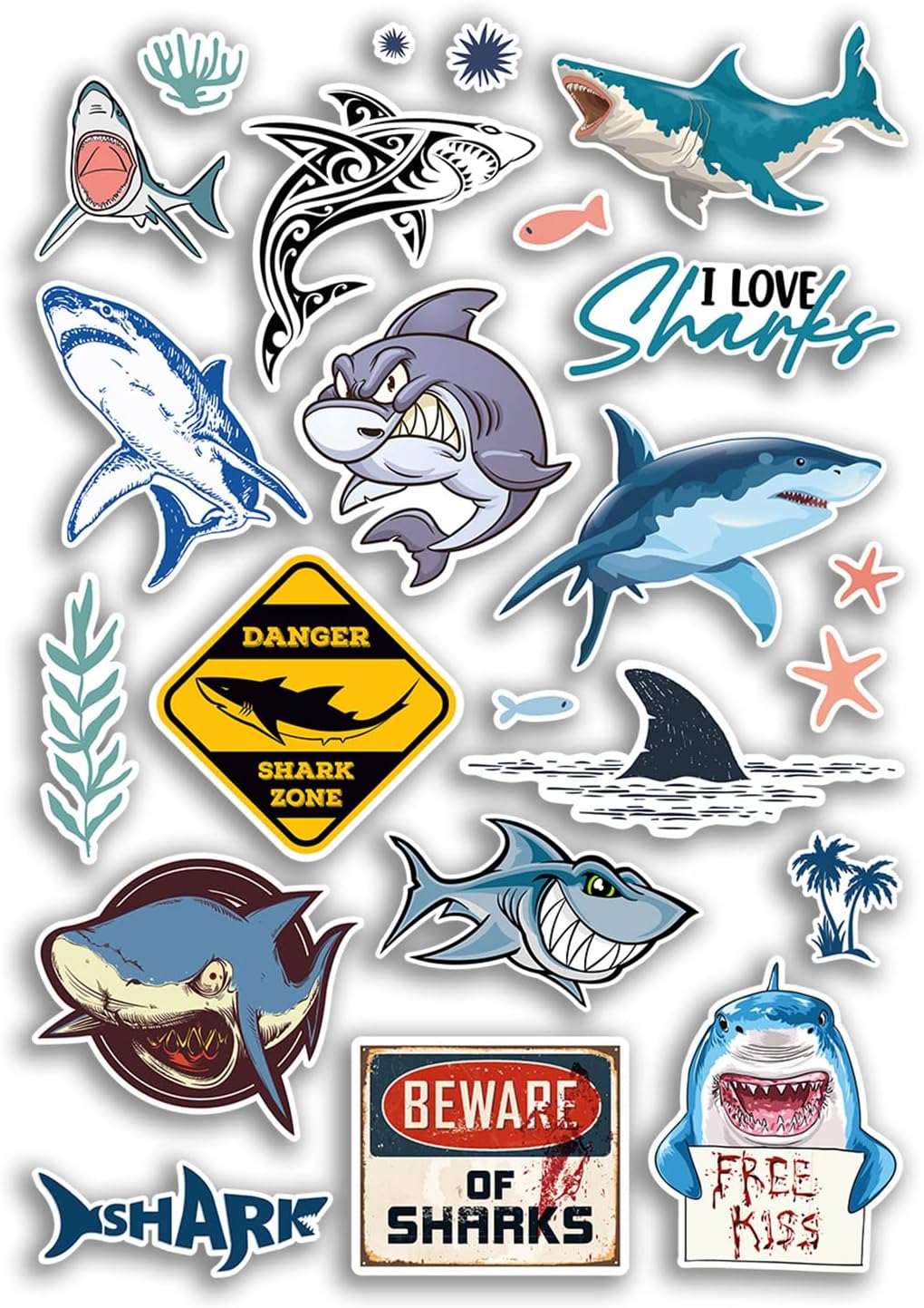 A4 Sticker Sheet Sharks Vinyl Stickers - Beware Scuba Diving Sea ...