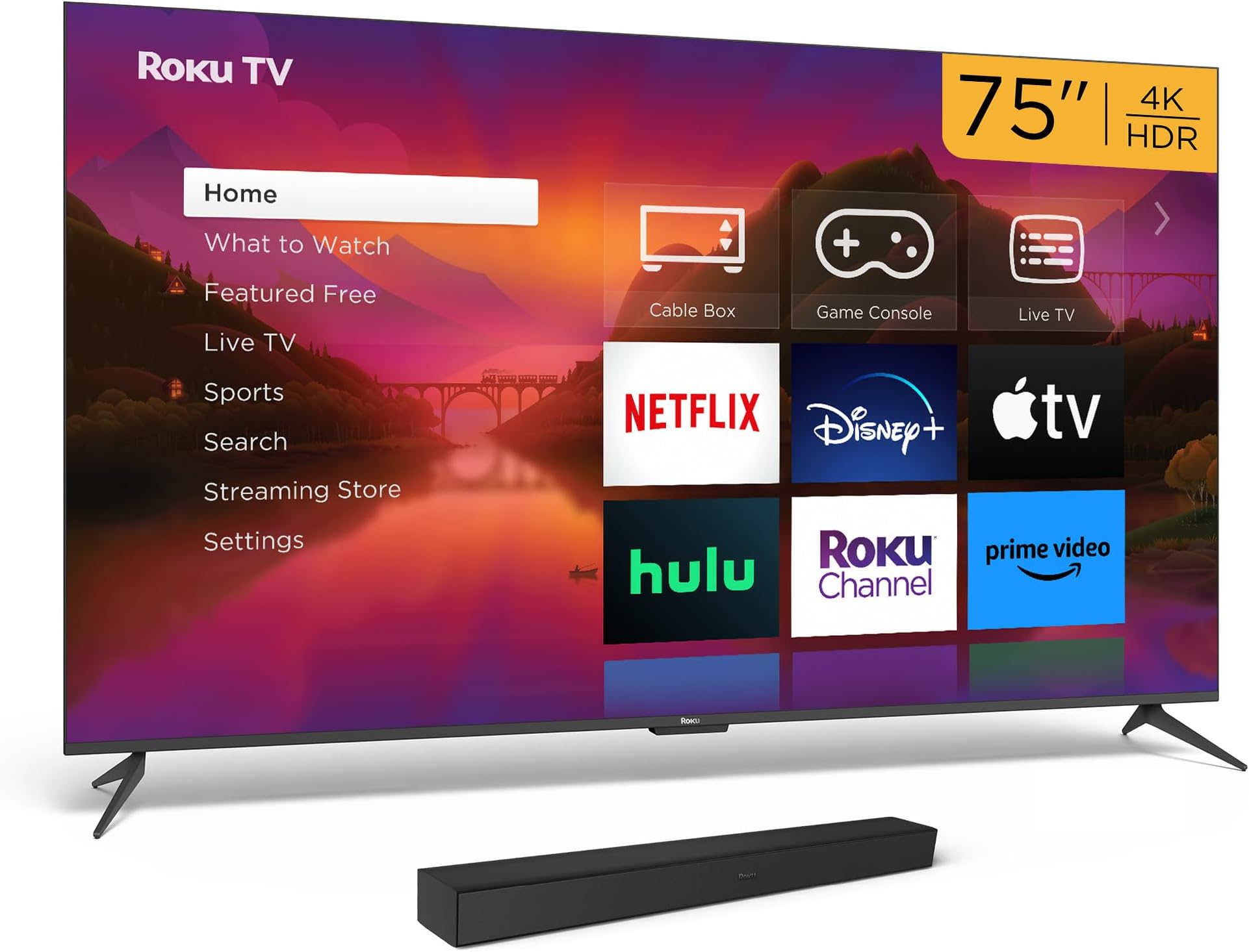 Amazon.com: Roku 75" Select Series Smart TV & 2023 Wireless Soundbar Bundle - RokuTV Audio ...