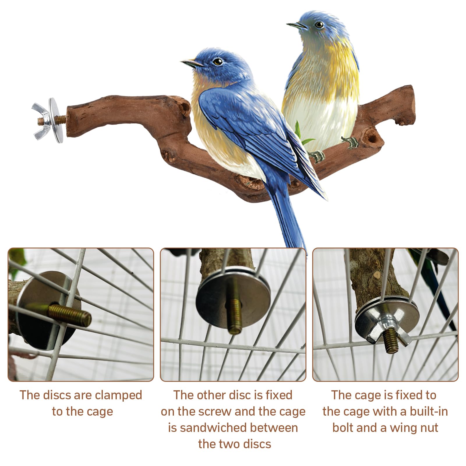 Pack of 5 Natural Wood Bird Perches, Natural Perches Set for Birds ...