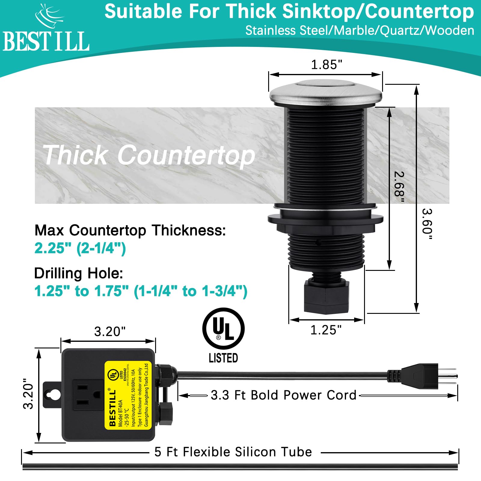 Snapklik.com : BESTILL Sinktop Air Switch Kit For Garbage Disposal