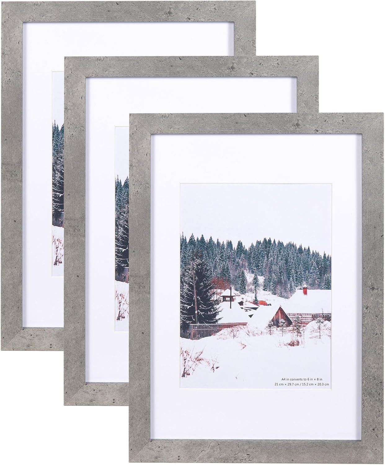 Cement Grey Wooden Picture Frame A4 with Mount,Set of 3,A4 Frame,A4 Picture Frame,A4 Poster ...