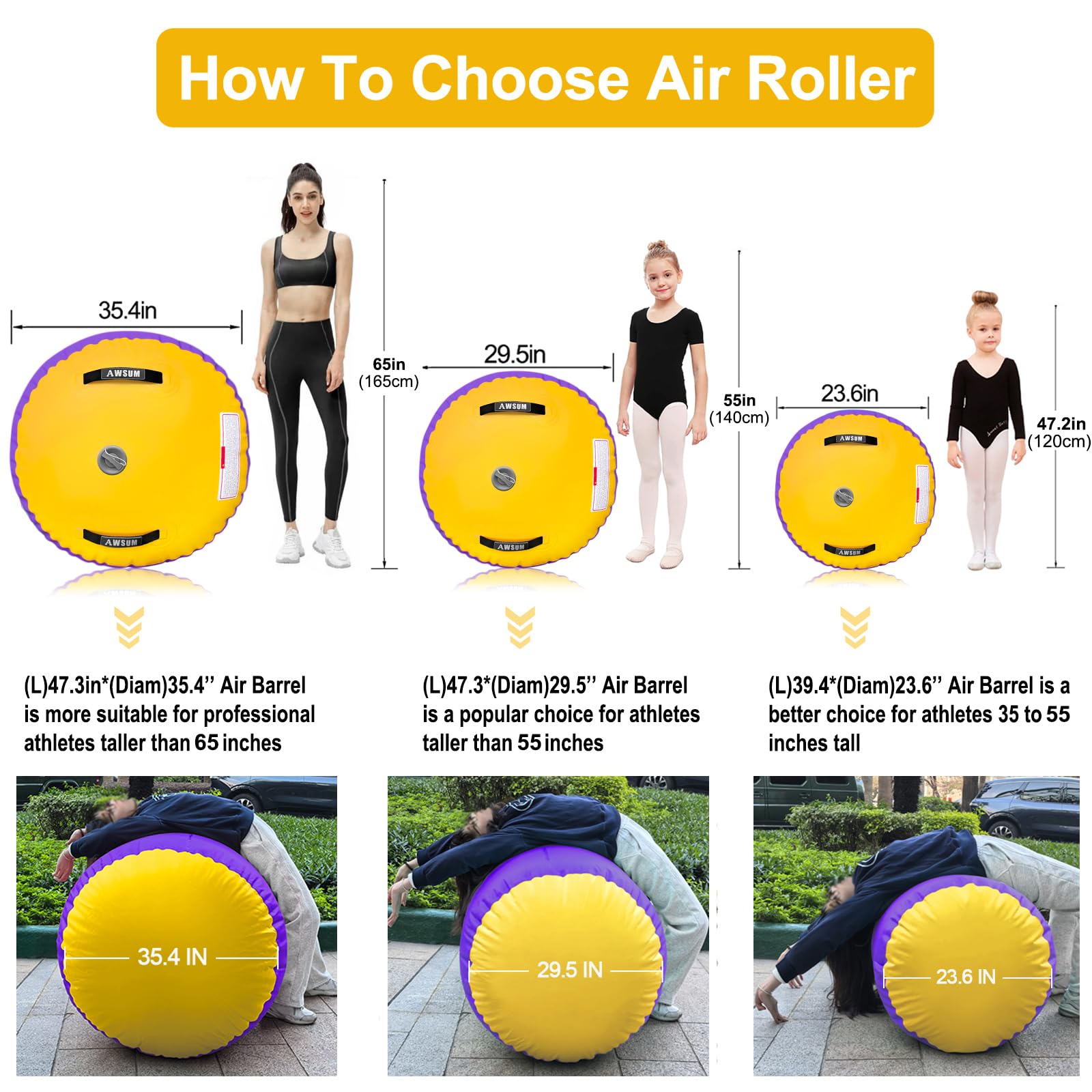 Snapklik.com : Air Roller Gymnastics Barrel Inflatable Tumbling Mat ...