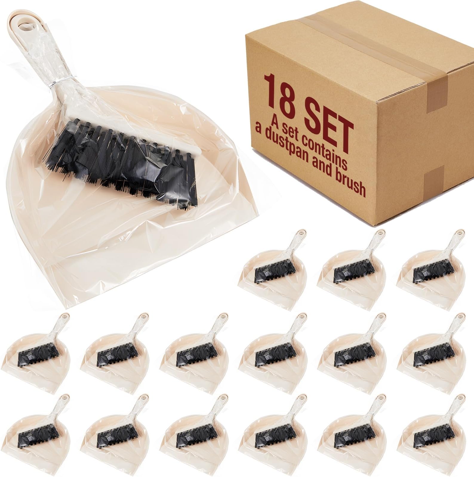 Amazon.com: Sliner 18 Pack Mini Dustpan and Brush Set Beige Plastic ...