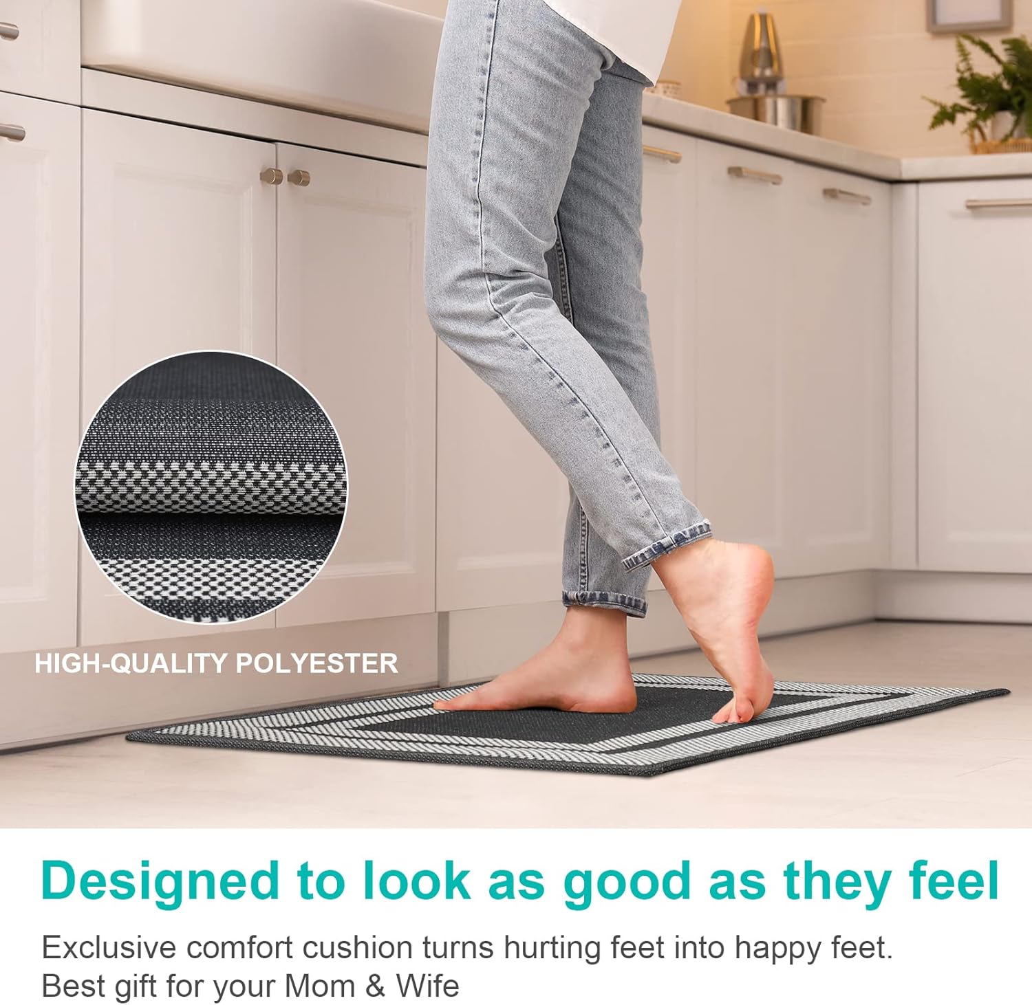 Washable Kitchen Rugs, Non-Skid Rubber Backing Kitchen Anti Fatigue Mat ...