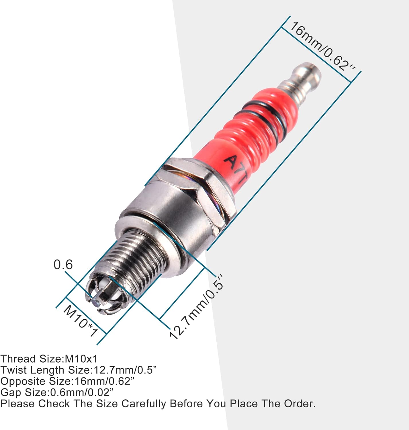 GOOFIT Repuesto de bujía A7TC de 3 electrodos para 50 cc, 70 cc, 90 cc, 110 cc, 125 cc, 150 cc ...