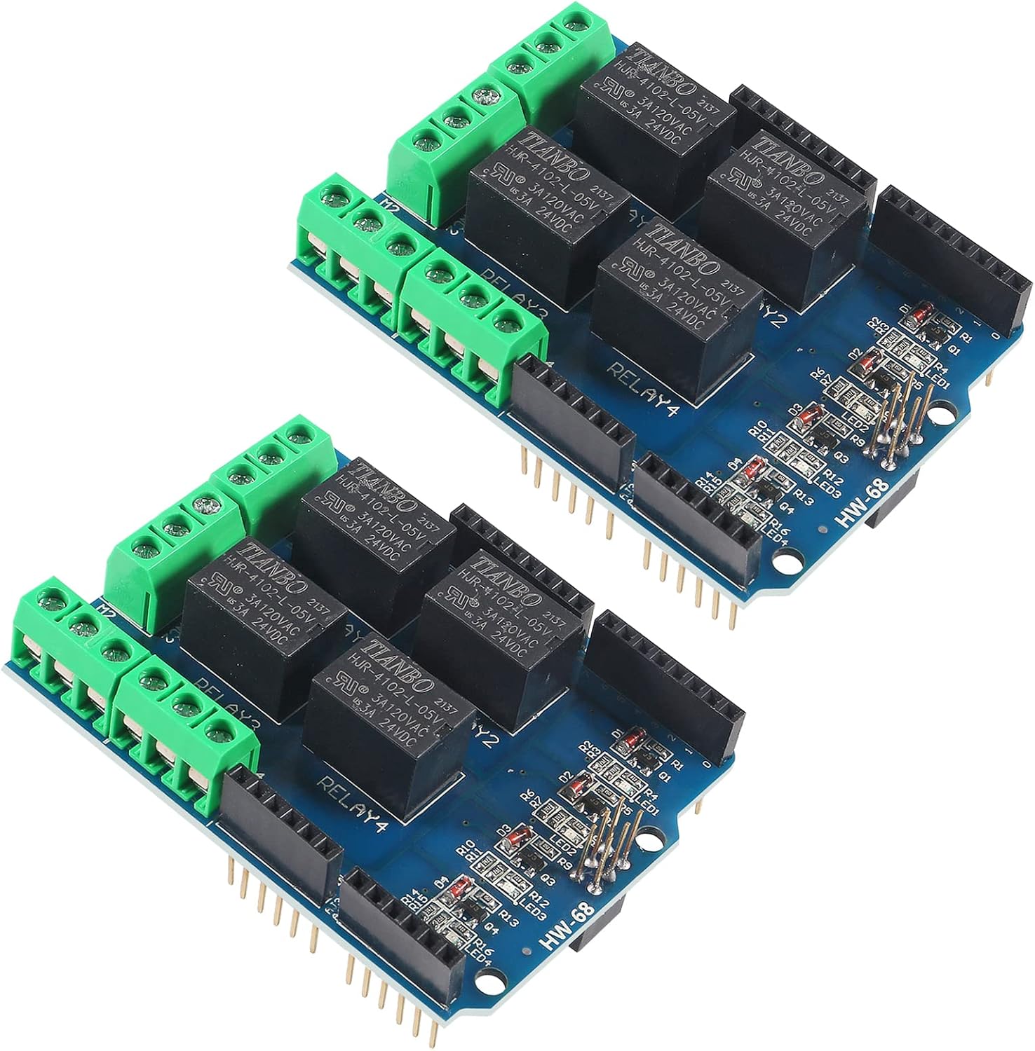 Amazon.com: AITRIP 2PCS 4 Channel 5v Relay Shield Module Compatible ...
